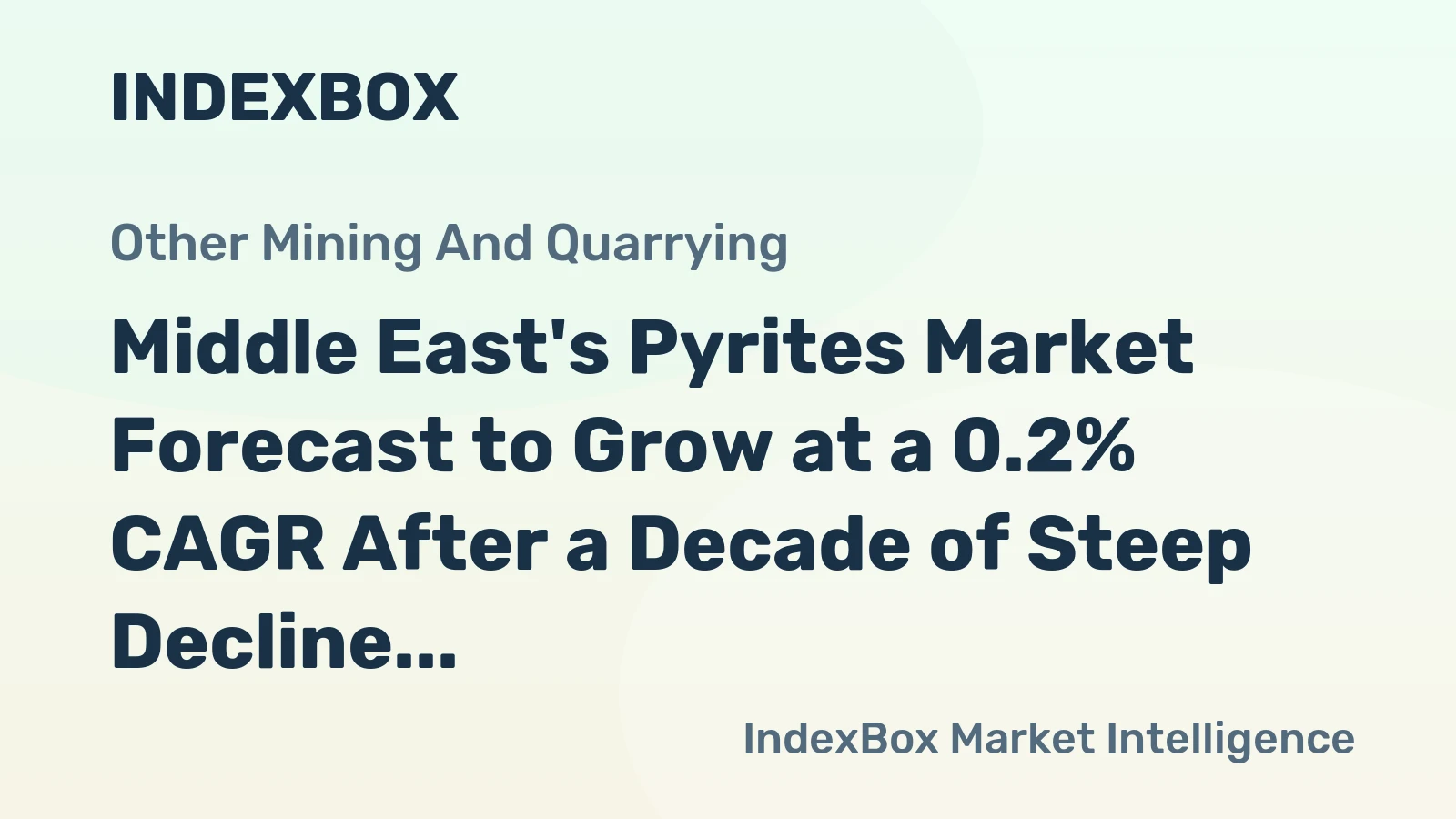 Middle East's Pyrites Market Forecast to Grow at a 0.2% CAGR After a Decade of Steep Decline