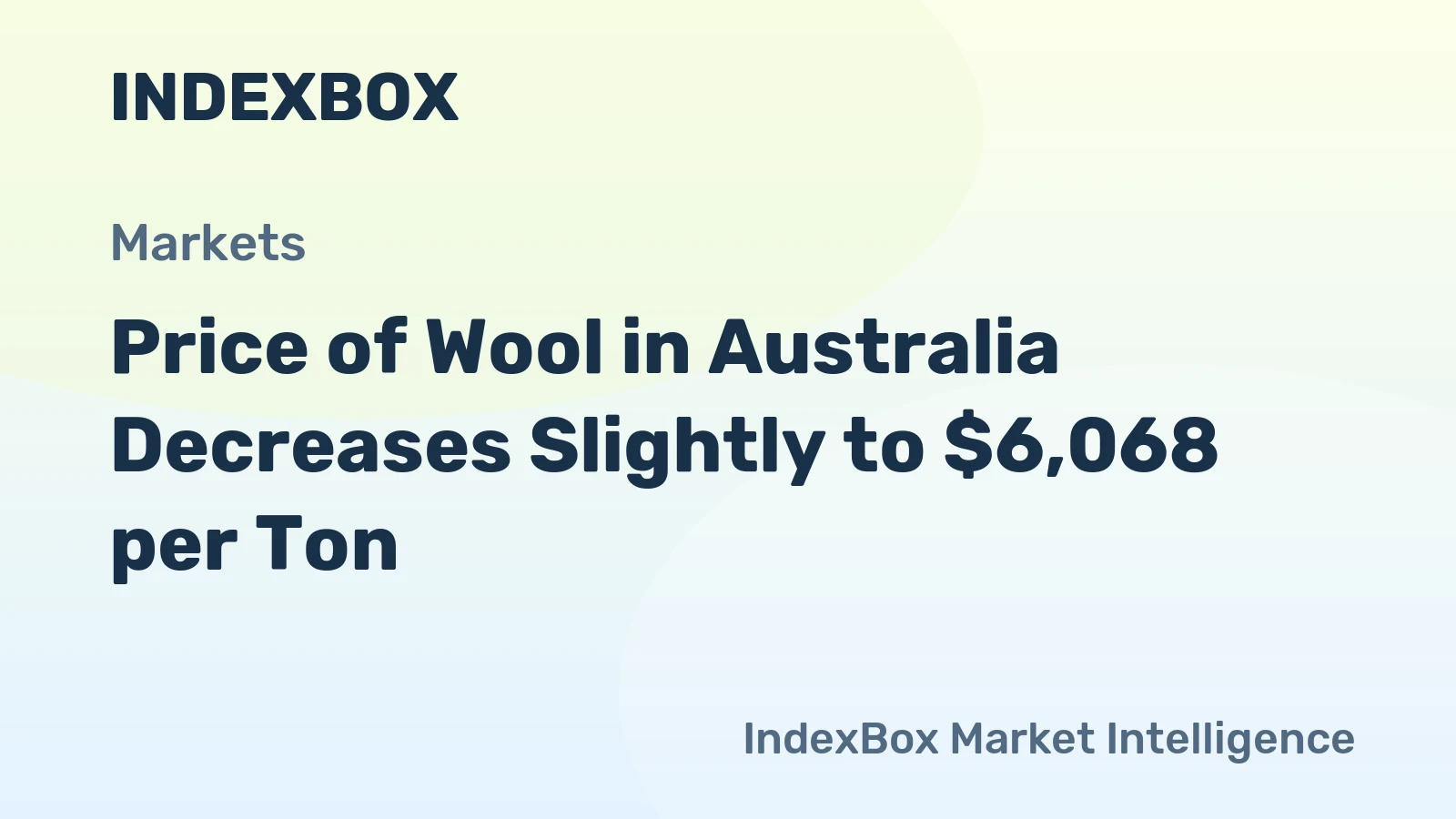Price of Wool in Australia Decreases Slightly to $6,068 per Ton