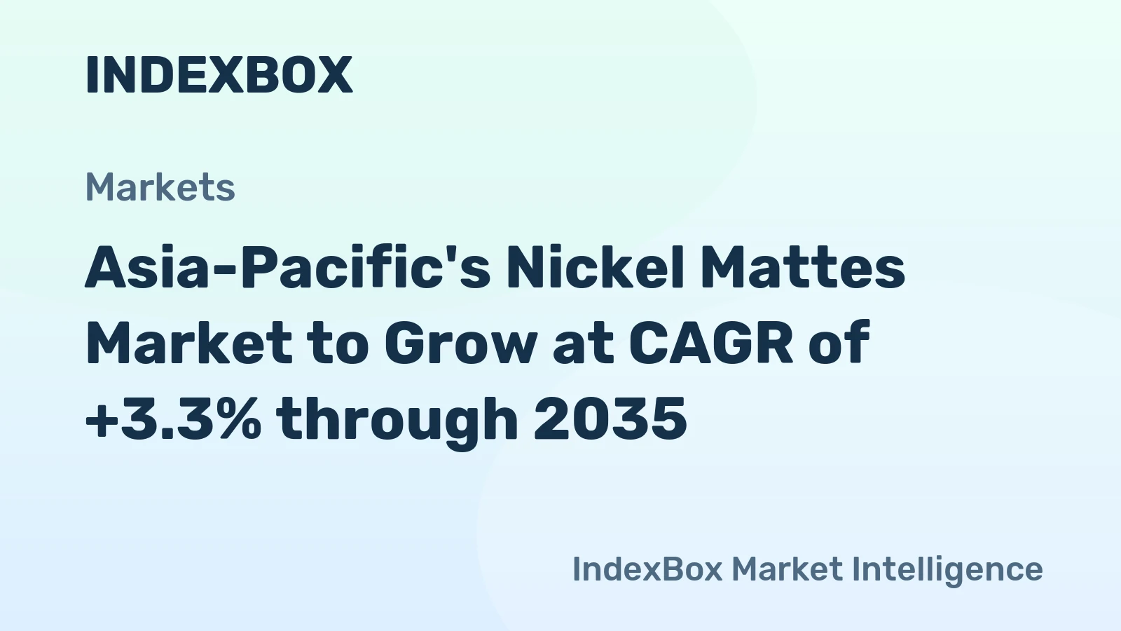 Asia-Pacific's Nickel Mattes Market to Grow at CAGR of +3.3% through 2035