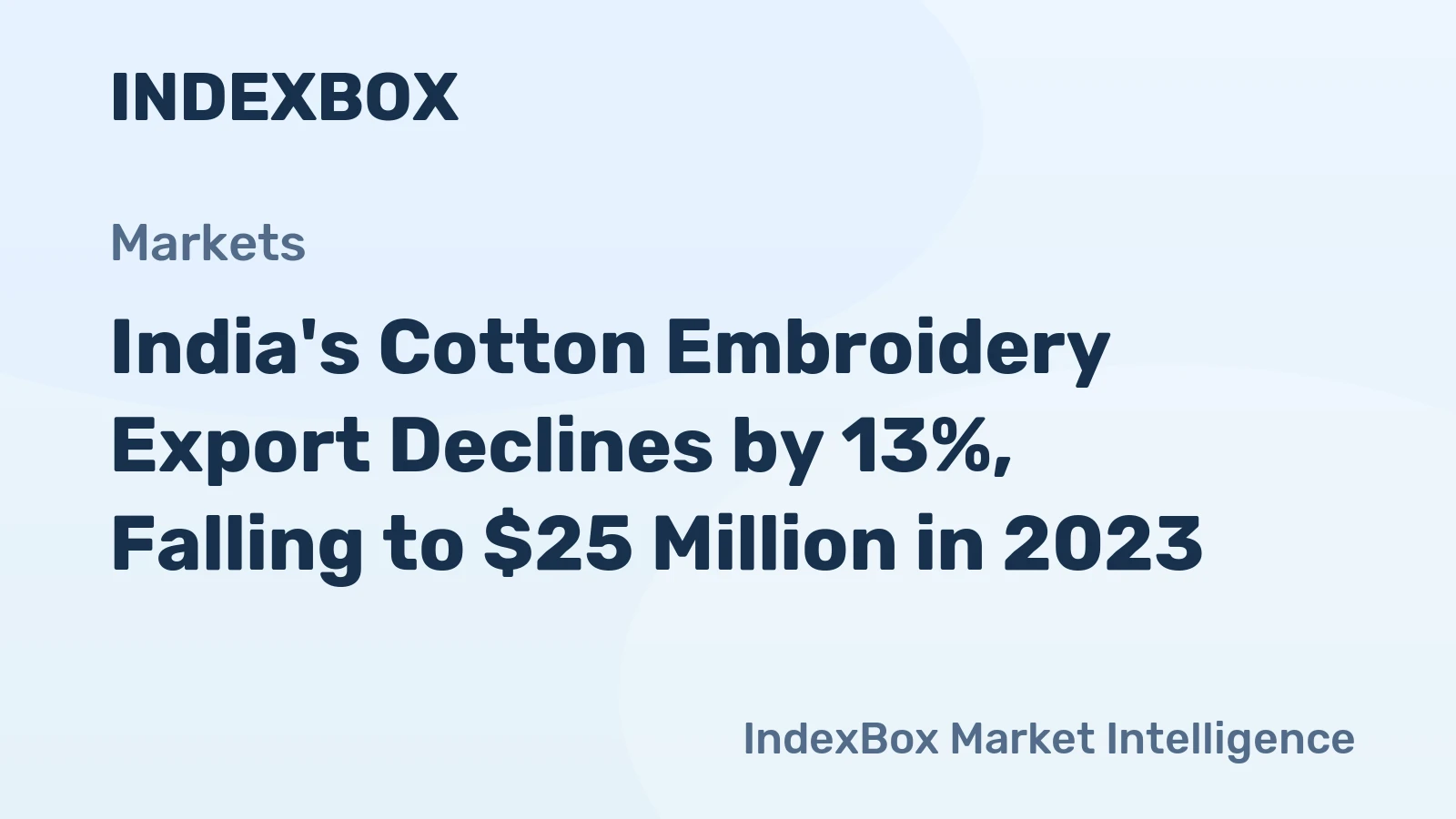 India's Cotton Embroidery Export Declines by 13%, Falling to $25 Million in 2023