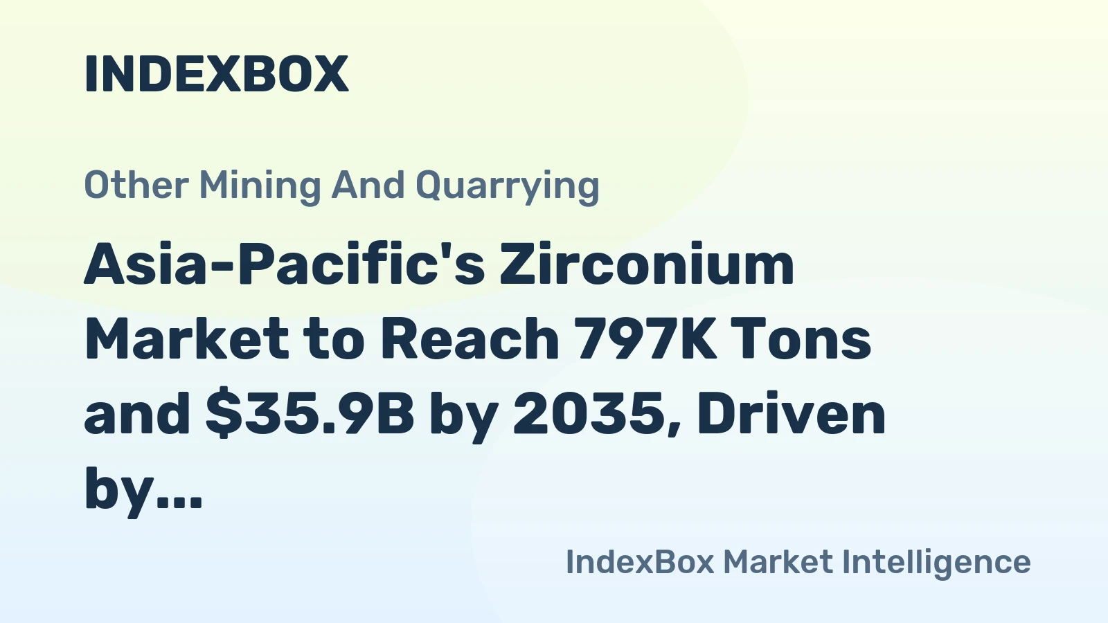 Asia-Pacific's Zirconium Market to Reach 797K Tons and $35.9B by 2035, Driven by Increasing Demand