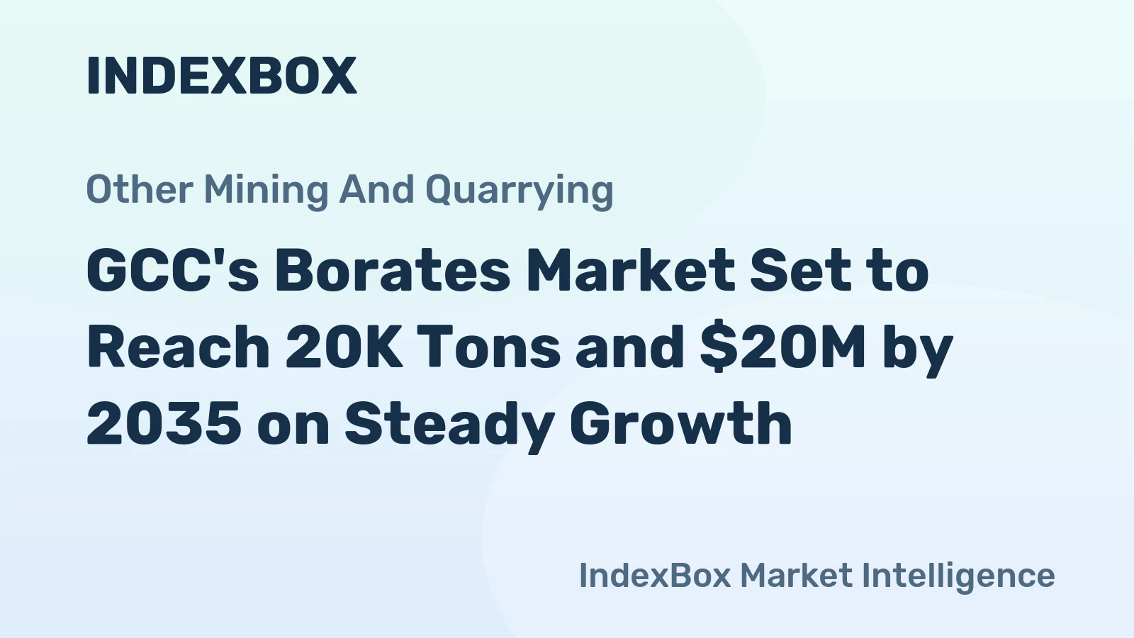GCC's Borates Market Set to Reach 20K Tons and $20M by 2035 on Steady Growth