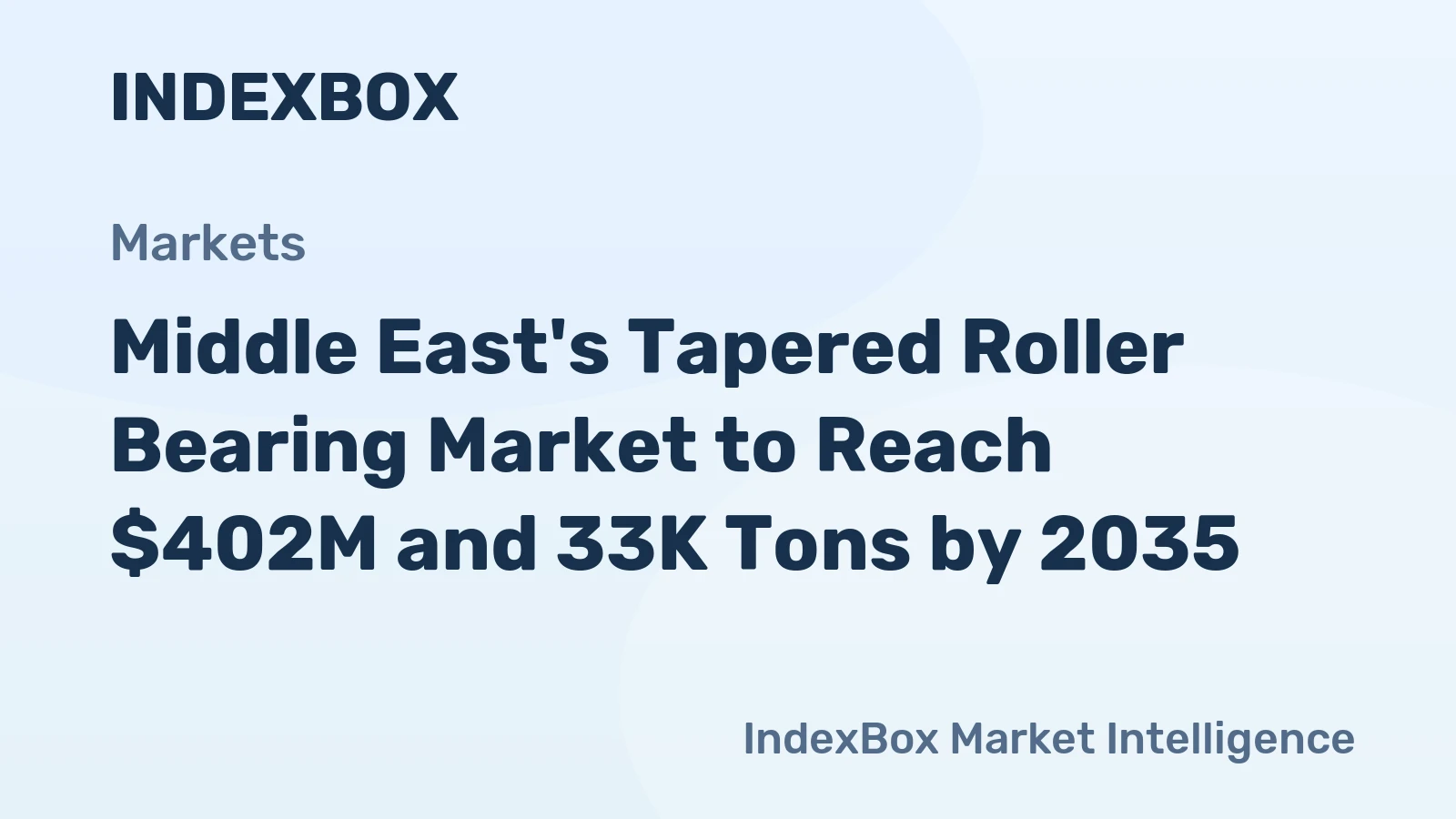 Middle East's Tapered Roller Bearing Market to Reach $402M and 33K Tons by 2035
