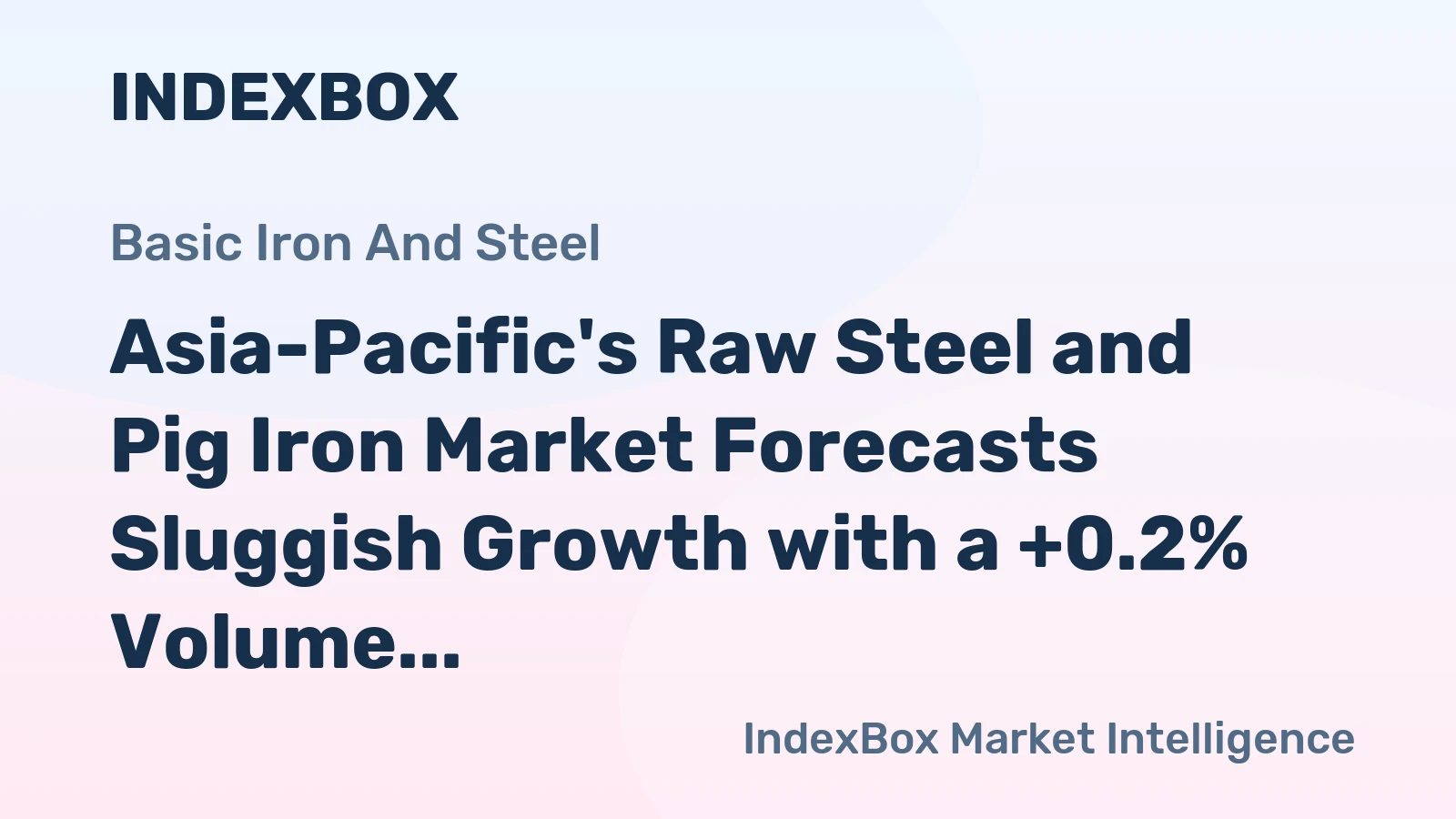 Asia-Pacific's Raw Steel and Pig Iron Market Forecasts Sluggish Growth with a +0.2% Volume CAGR