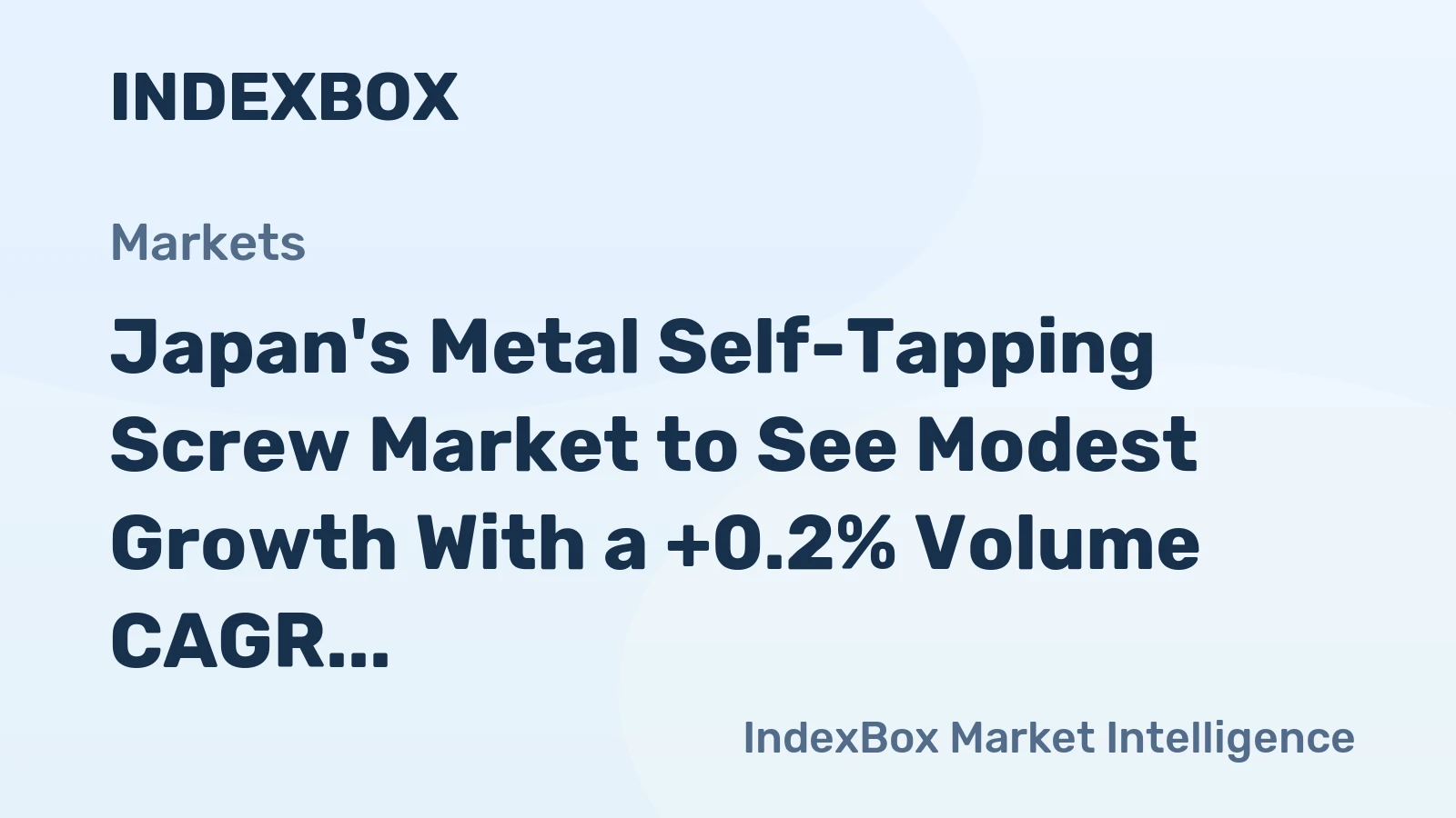 Japan's Metal Self-Tapping Screw Market to See Modest Growth With a +0.2% Volume CAGR Through 2035