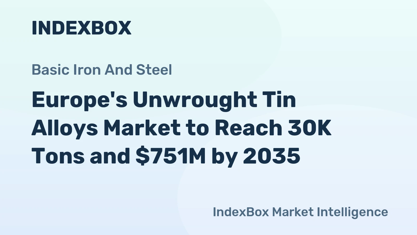 Europe's Unwrought Tin Alloys Market to Reach 30K Tons and $751M by 2035
