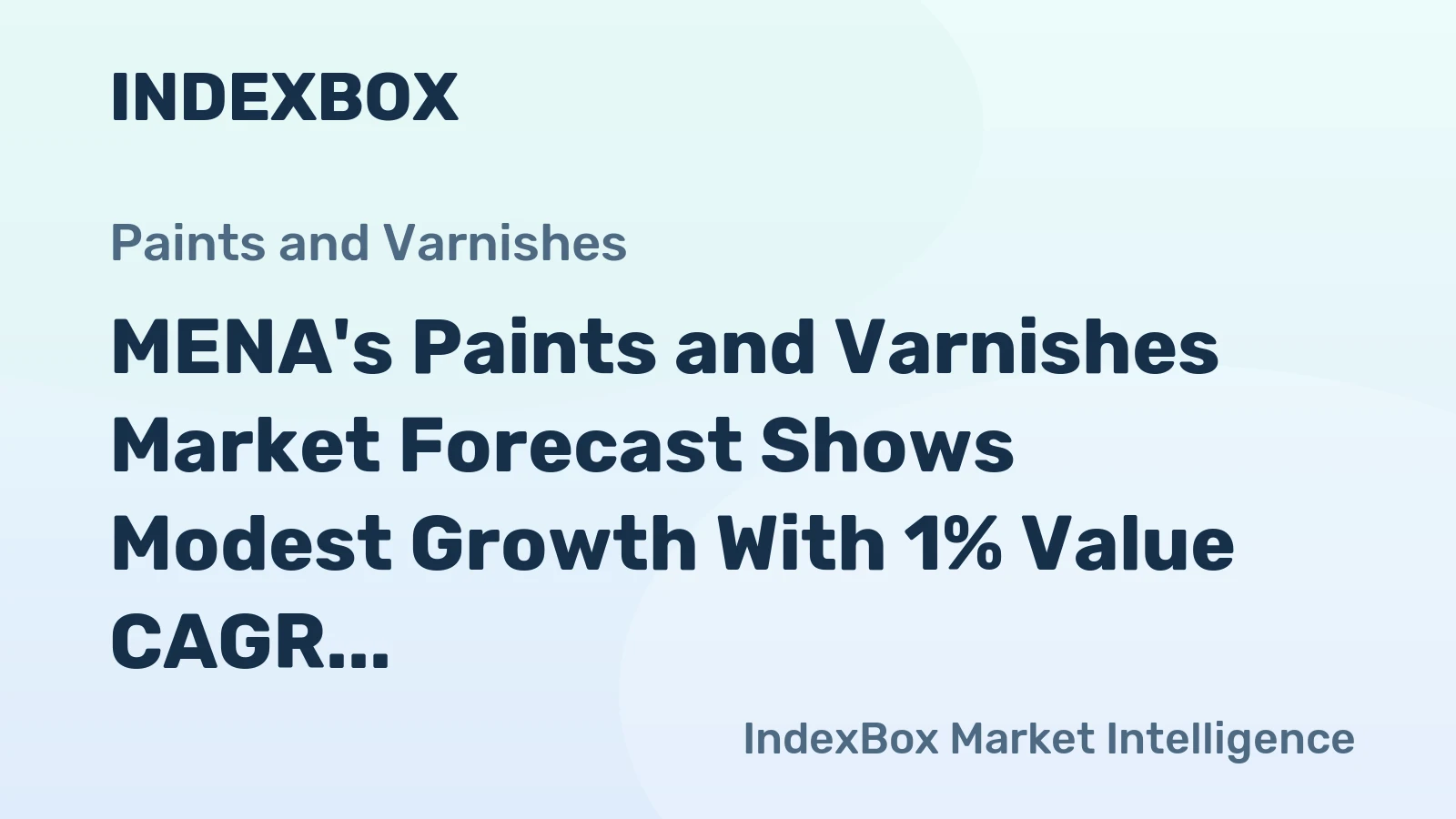 MENA's Paints and Varnishes Market Forecast Shows Modest Growth With 1% Value CAGR