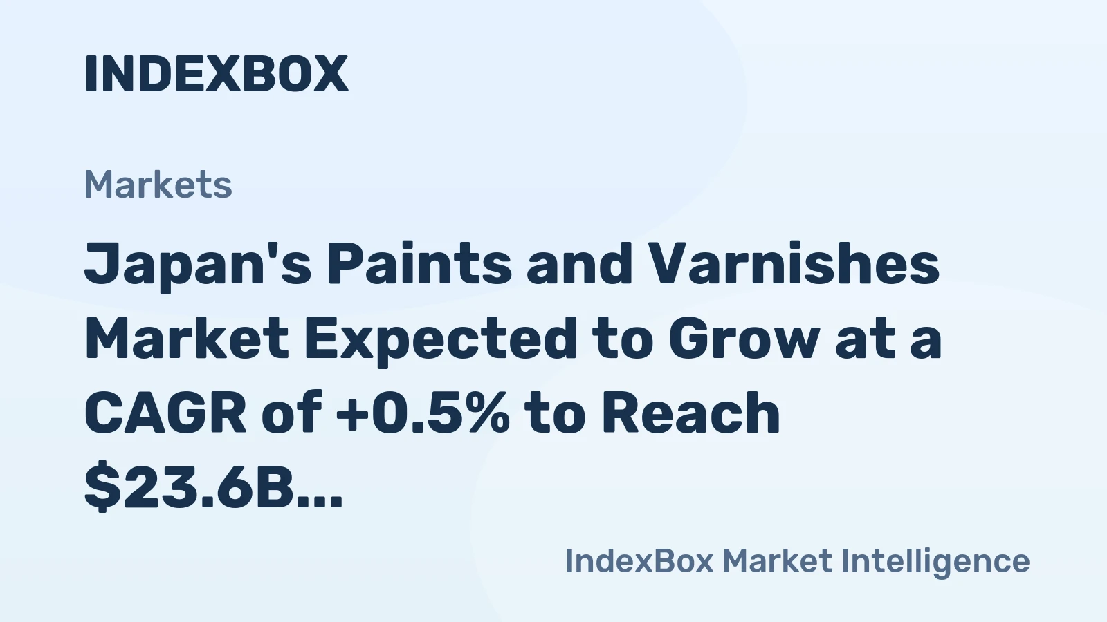 Japan's Paints and Varnishes Market Expected to Grow at a CAGR of +0.5% to Reach $23.6B by 2035