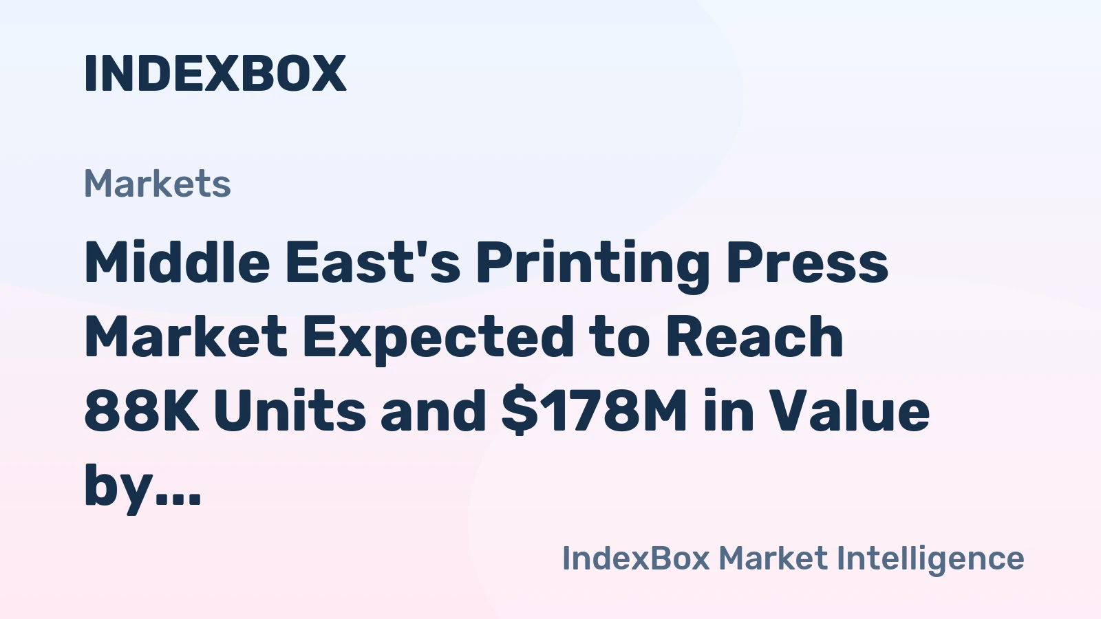 Middle East's Printing Press Market Expected to Reach 88K Units and $178M in Value by 2035