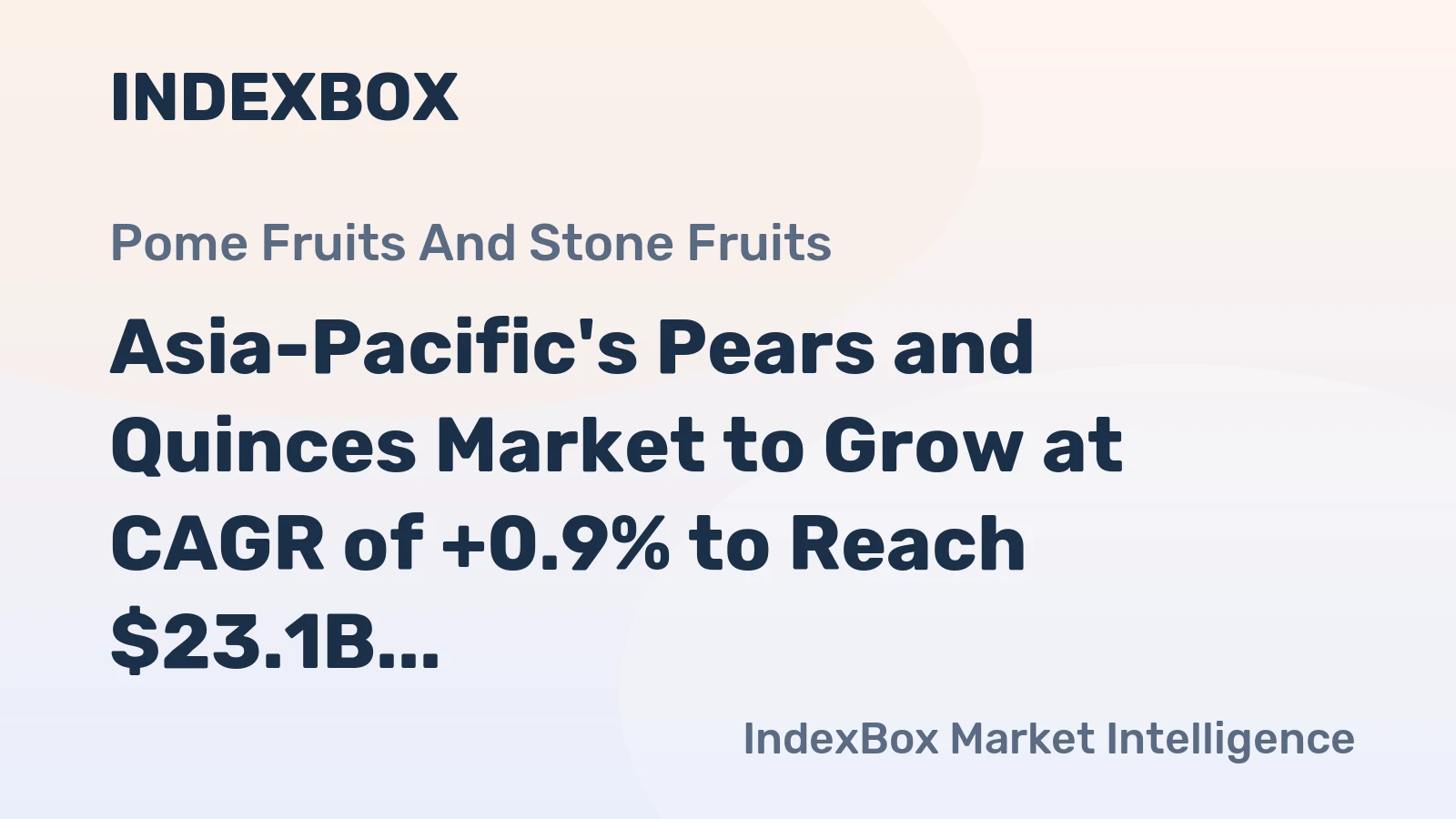 Asia-Pacific's Pears and Quinces Market to Grow at CAGR of +0.9% to Reach $23.1B by 2035