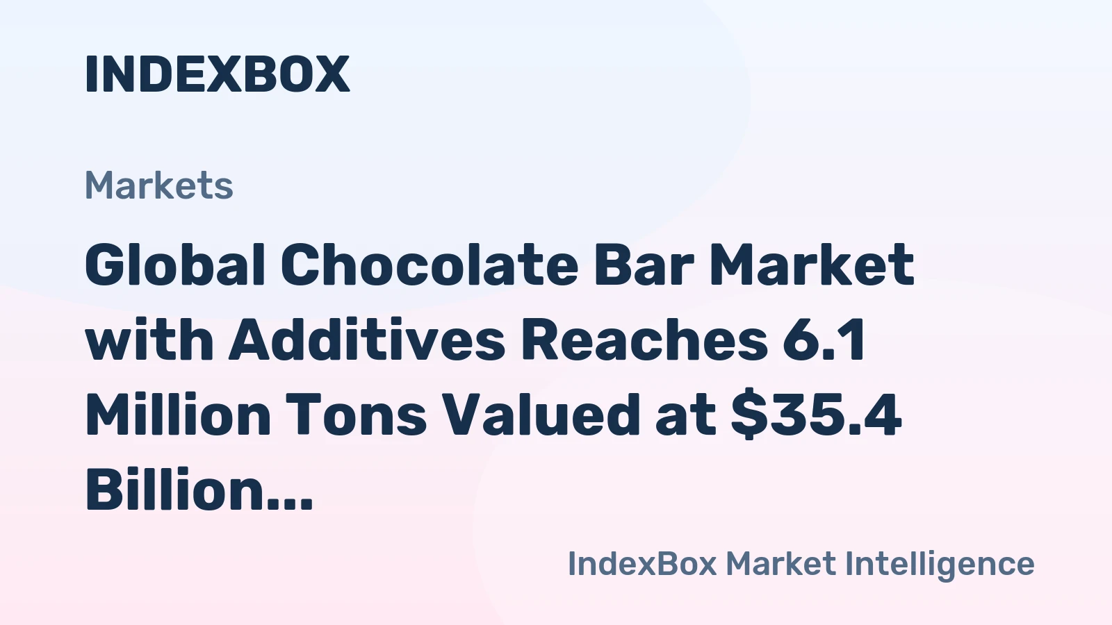 Global Chocolate Bar Market with Additives Reaches 6.1 Million Tons Valued at $35.4 Billion