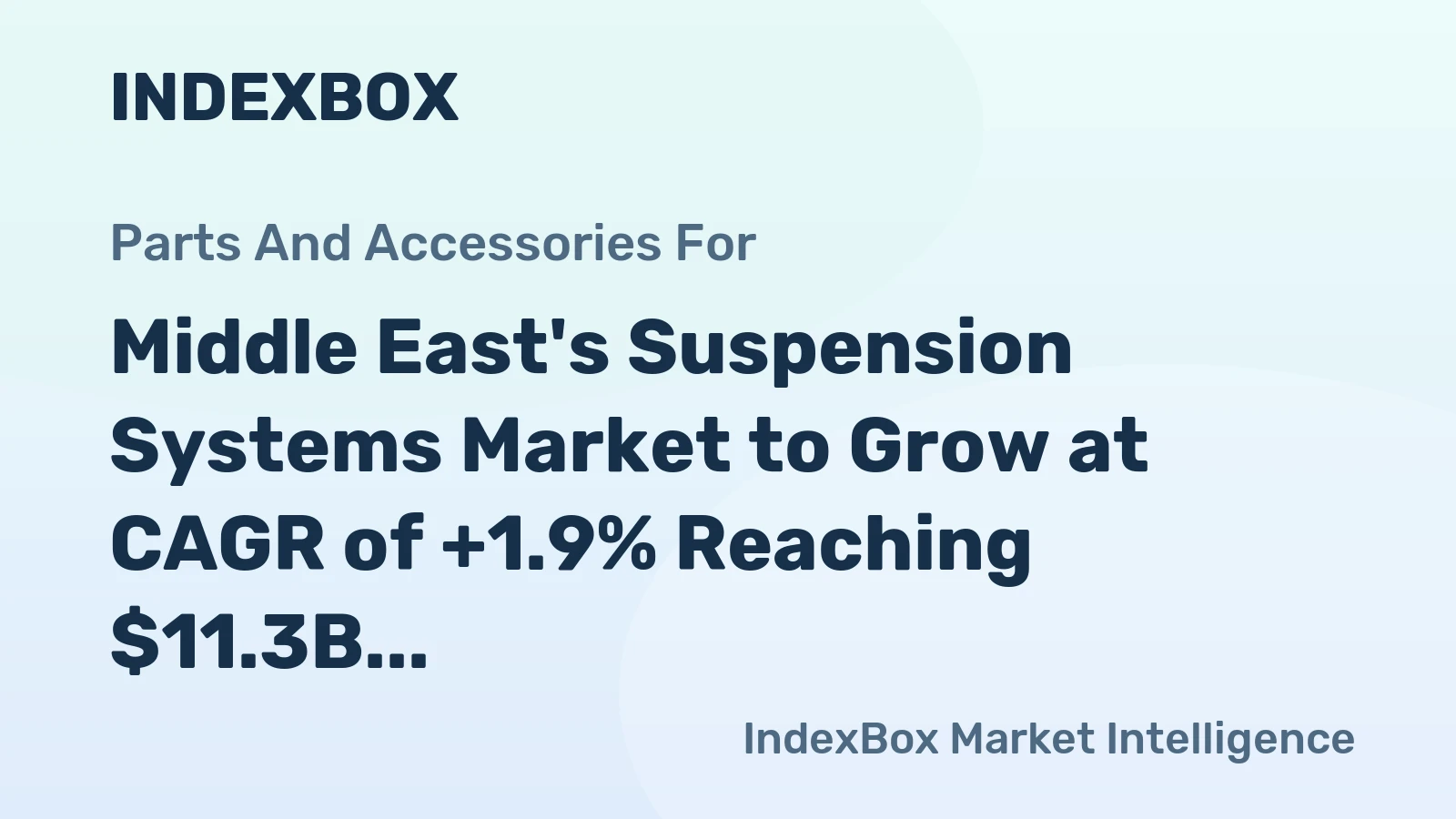 Middle East's Suspension Systems Market to Grow at CAGR of +1.9% Reaching $11.3B by 2035