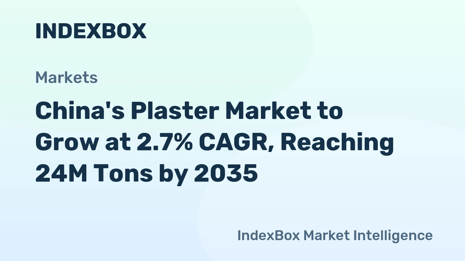 China's Plaster Market to Grow at 2.7% CAGR, Reaching 24M Tons by 2035