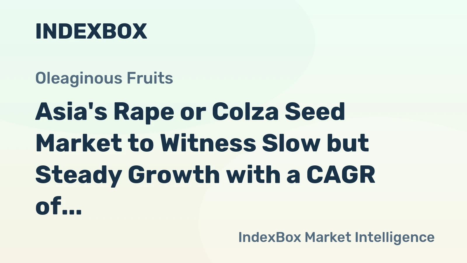 Asia's Rape or Colza Seed Market to Witness Slow but Steady Growth with a CAGR of +1.3% over the Next Decade