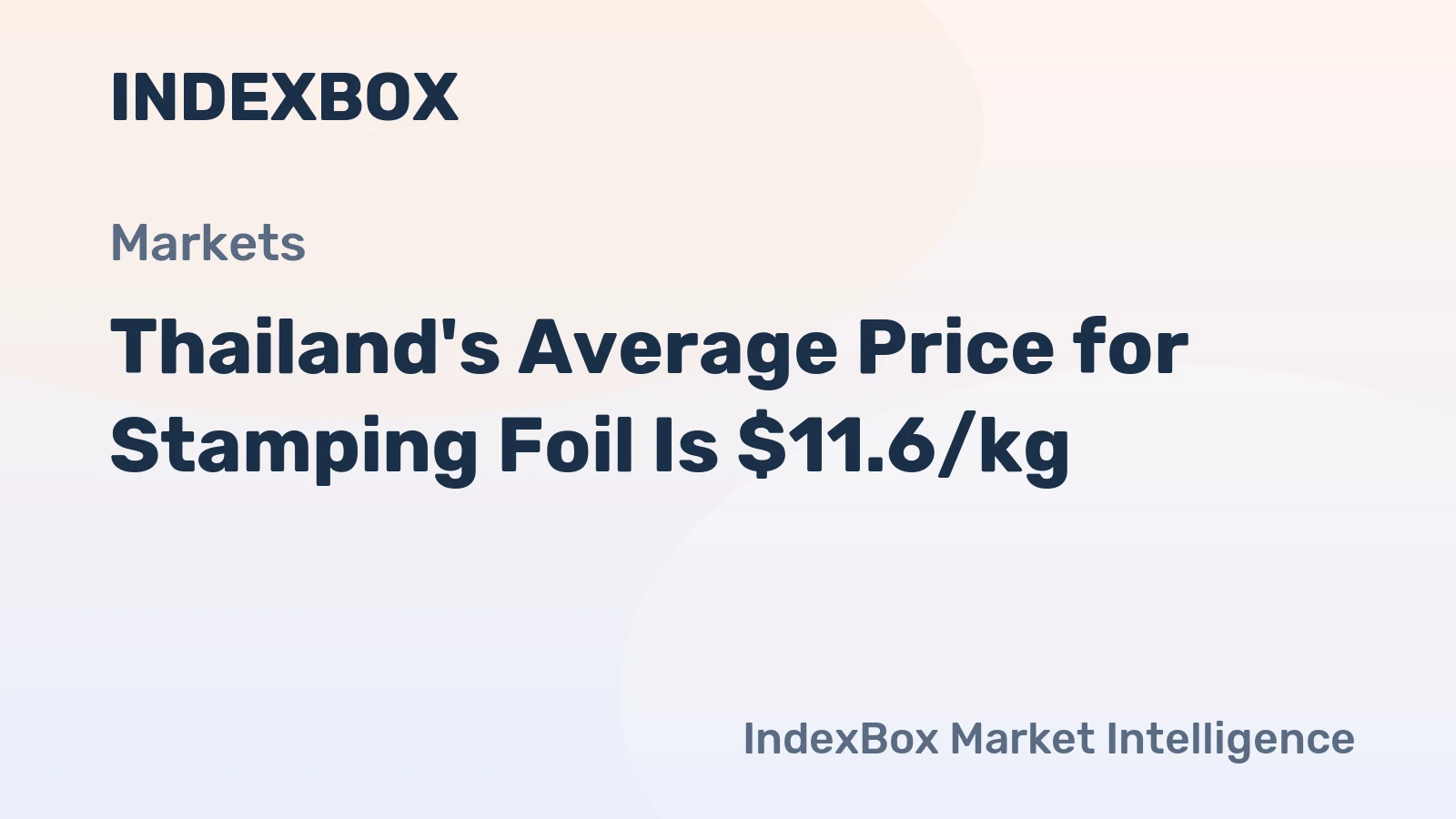 Thailand's Average Price for Stamping Foil Is $11.6/kg