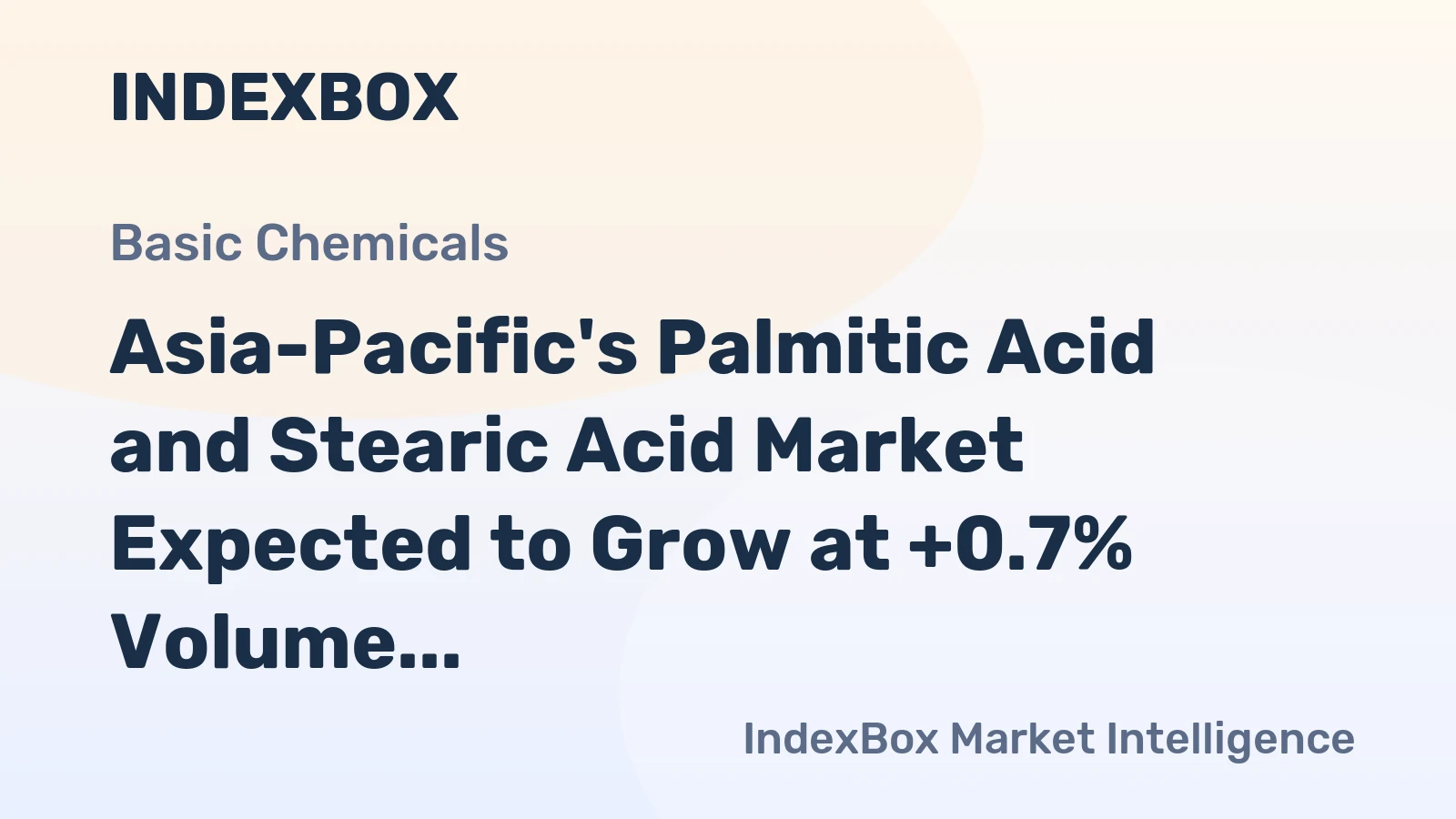 Asia-Pacific's Palmitic Acid and Stearic Acid Market Expected to Grow at +0.7% Volume and +1.5% Value CAGR by 2035