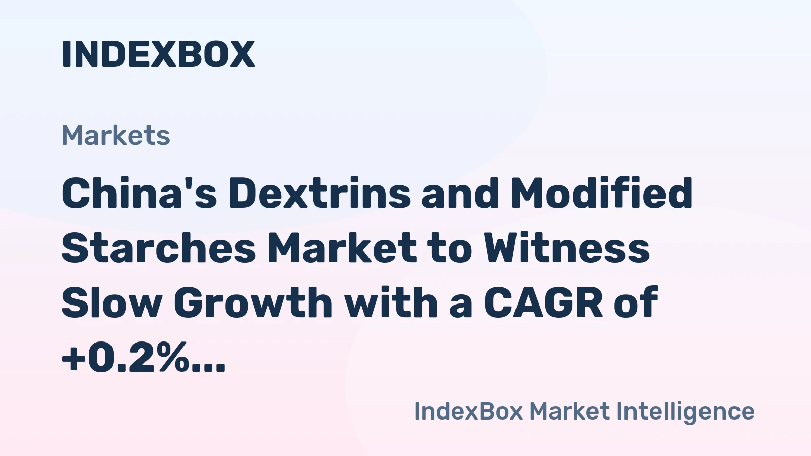 China's Dextrins and Modified Starches Market to Witness Slow Growth with a CAGR of +0.2% from 2024 to 2035