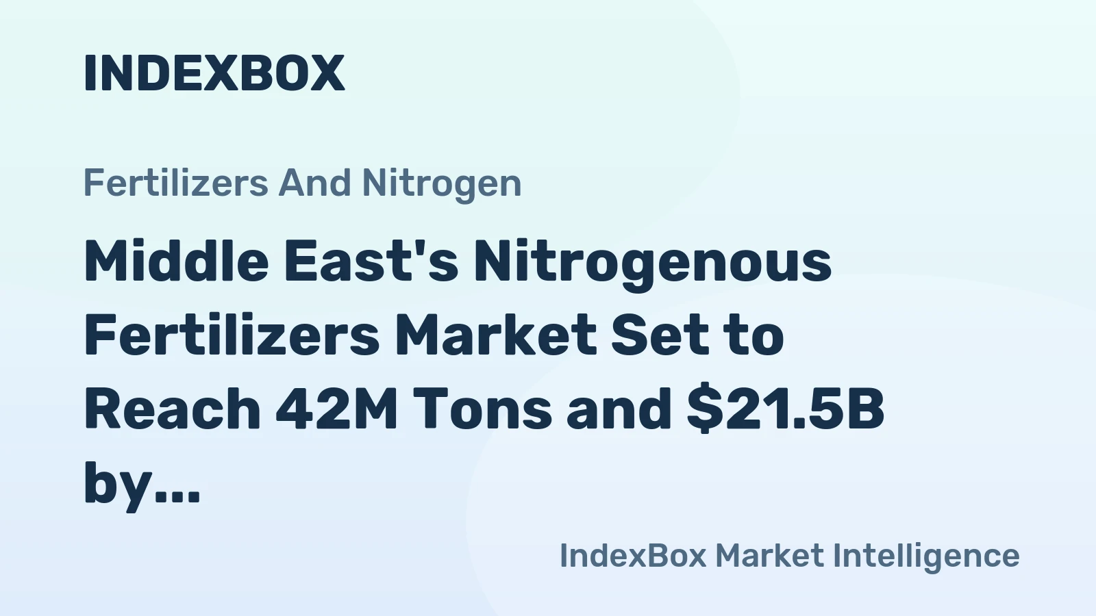 Middle East's Nitrogenous Fertilizers Market Set to Reach 42M Tons and $21.5B by 2035
