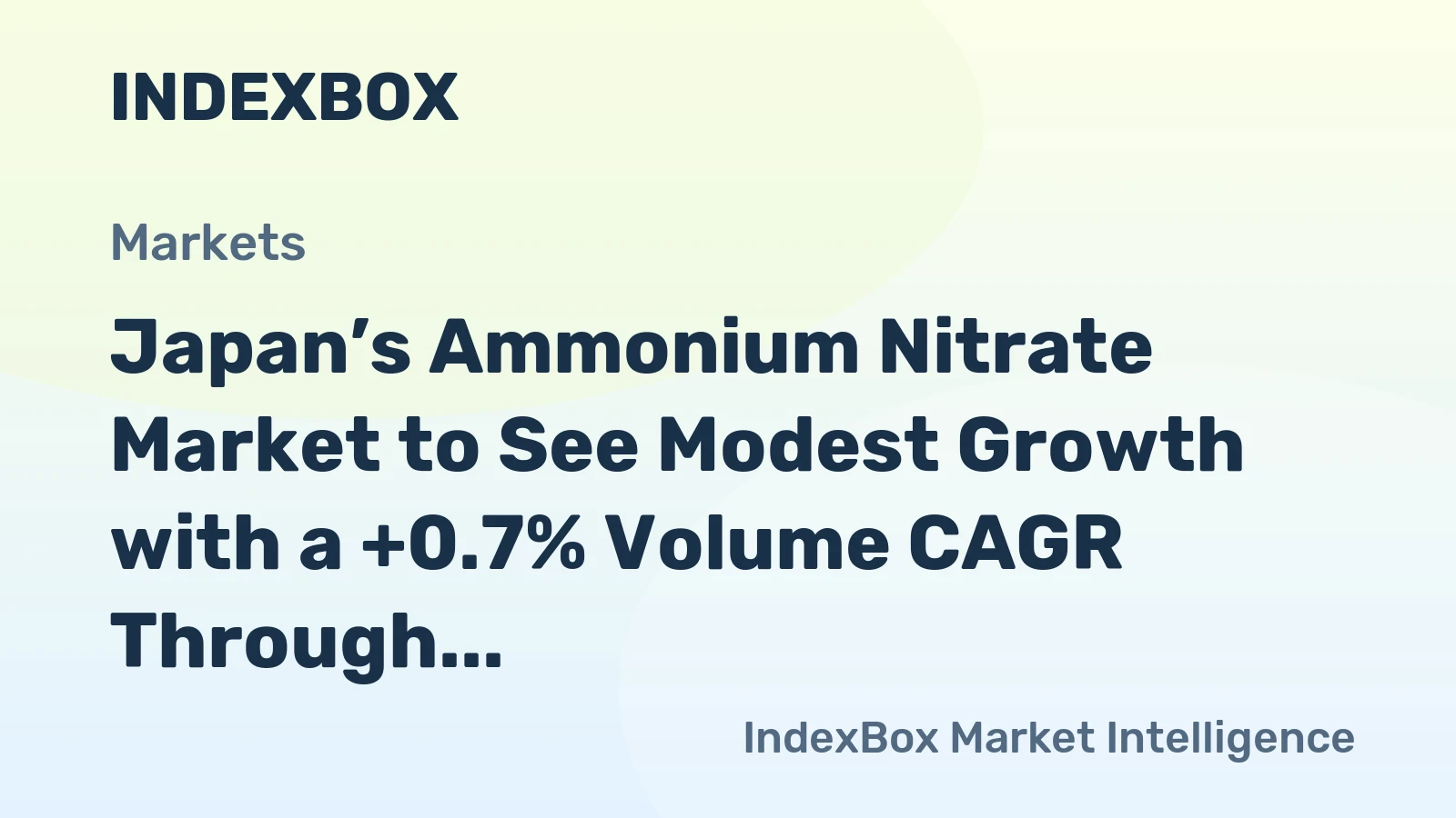 Japan’s Ammonium Nitrate Market to See Modest Growth with a +0.7% Volume CAGR Through 2035