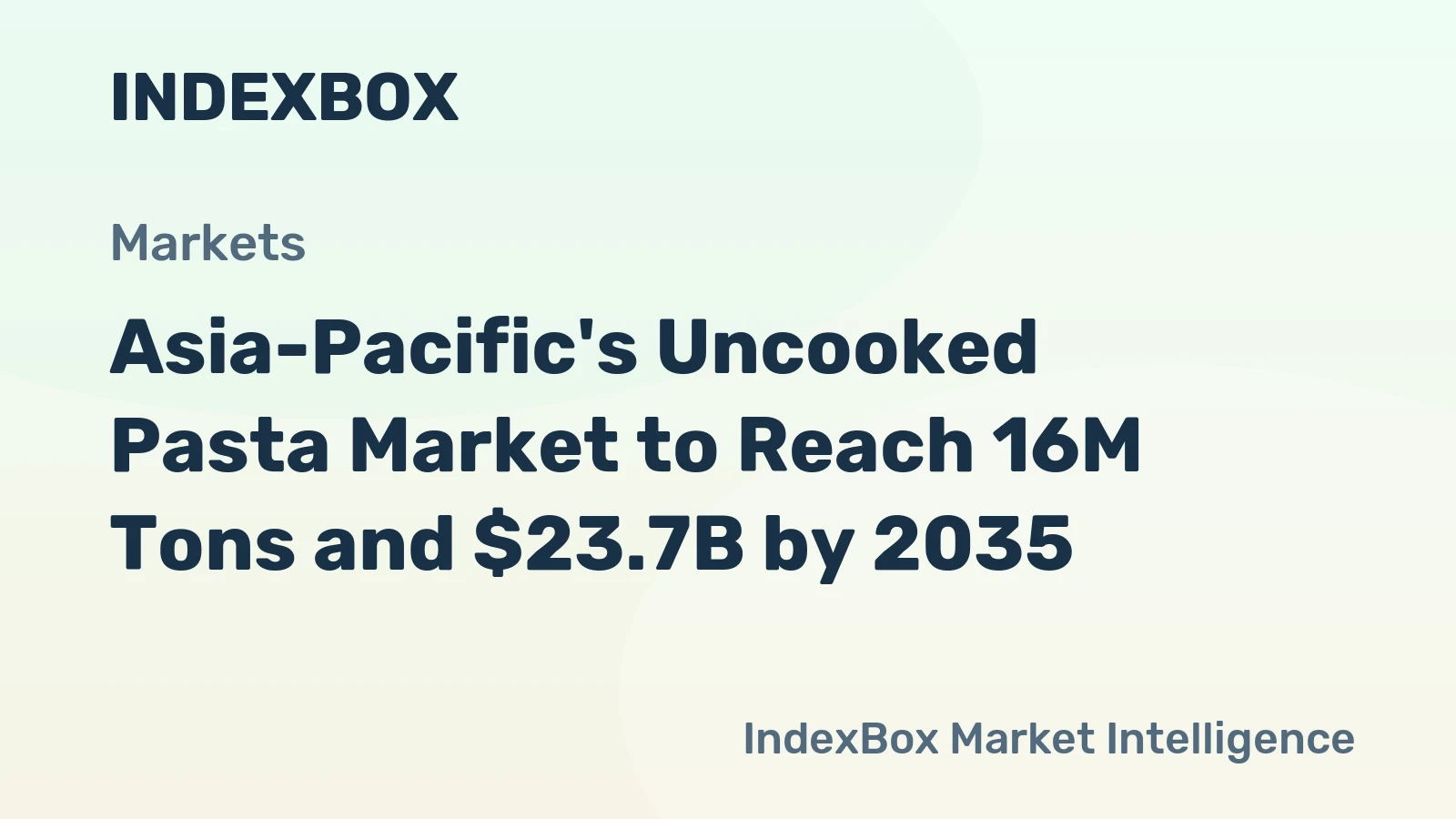 Asia-Pacific's Uncooked Pasta Market to Reach 16M Tons and $23.7B by 2035