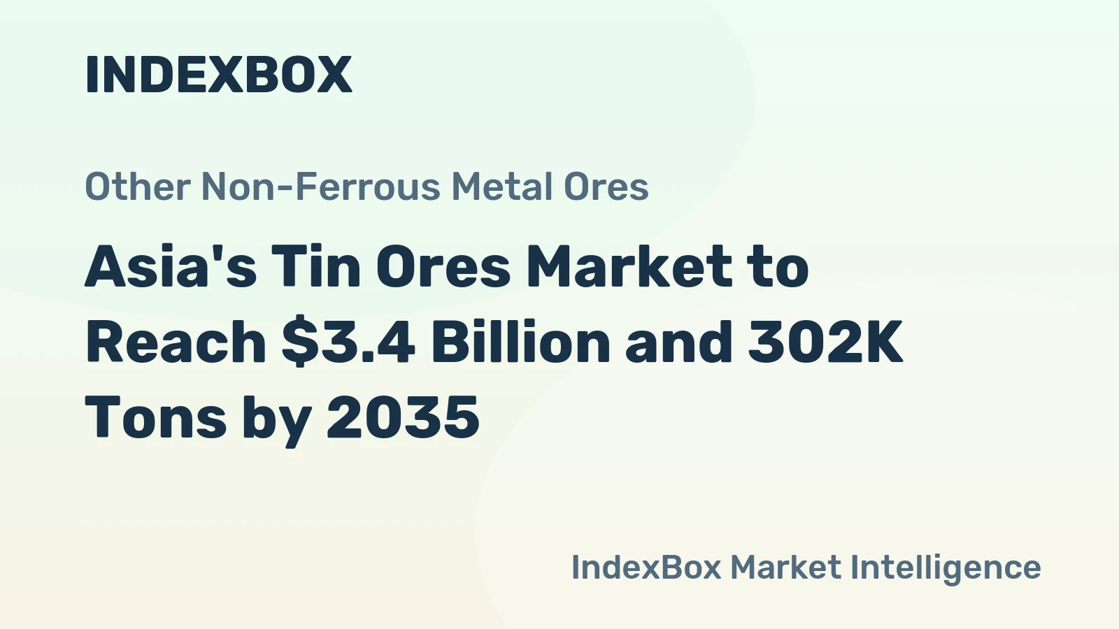 Asia's Tin Ores Market to Reach $3.4 Billion and 302K Tons by 2035