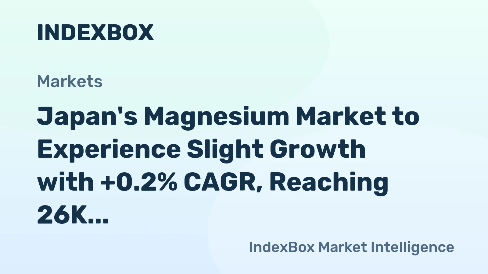 Japan's Magnesium Market to Experience Slight Growth with +0.2% CAGR, Reaching 26K Tons by 2035