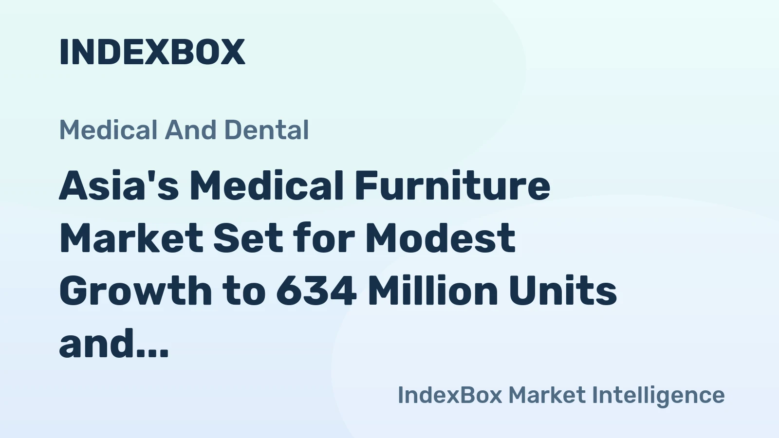 Asia's Medical Furniture Market Set for Modest Growth to 634 Million Units and $11.1 Billion in Value