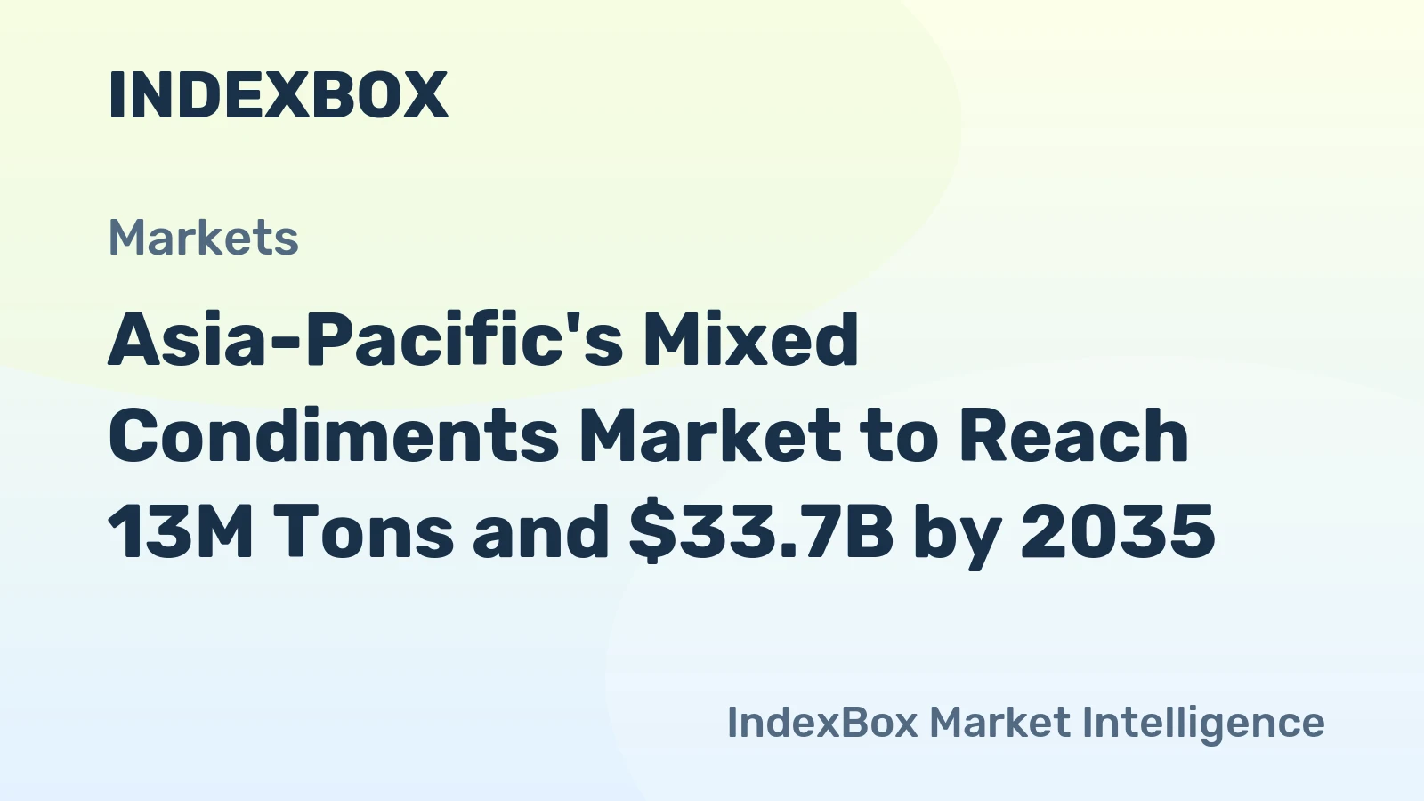 Asia-Pacific's Mixed Condiments Market to Reach 13M Tons and $33.7B by 2035