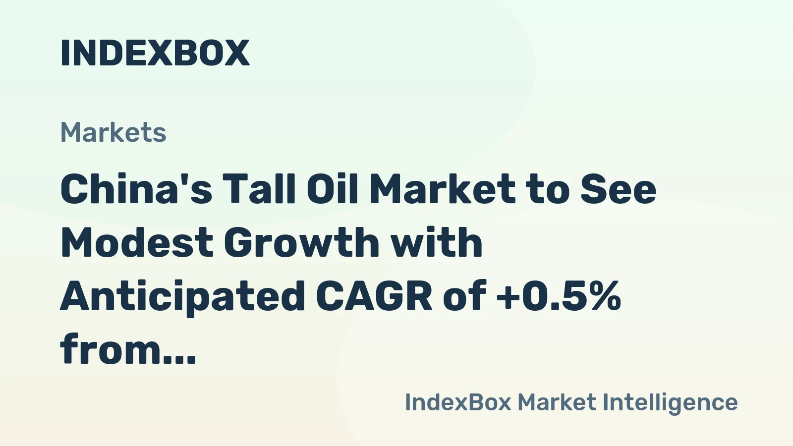 China's Tall Oil Market to See Modest Growth with Anticipated CAGR of +0.5% from 2024-2035
