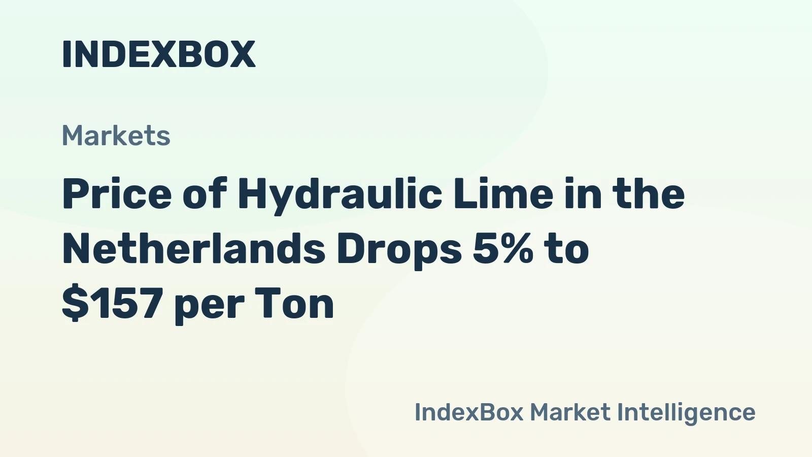 Price of Hydraulic Lime in the Netherlands Drops 5% to $157 per Ton