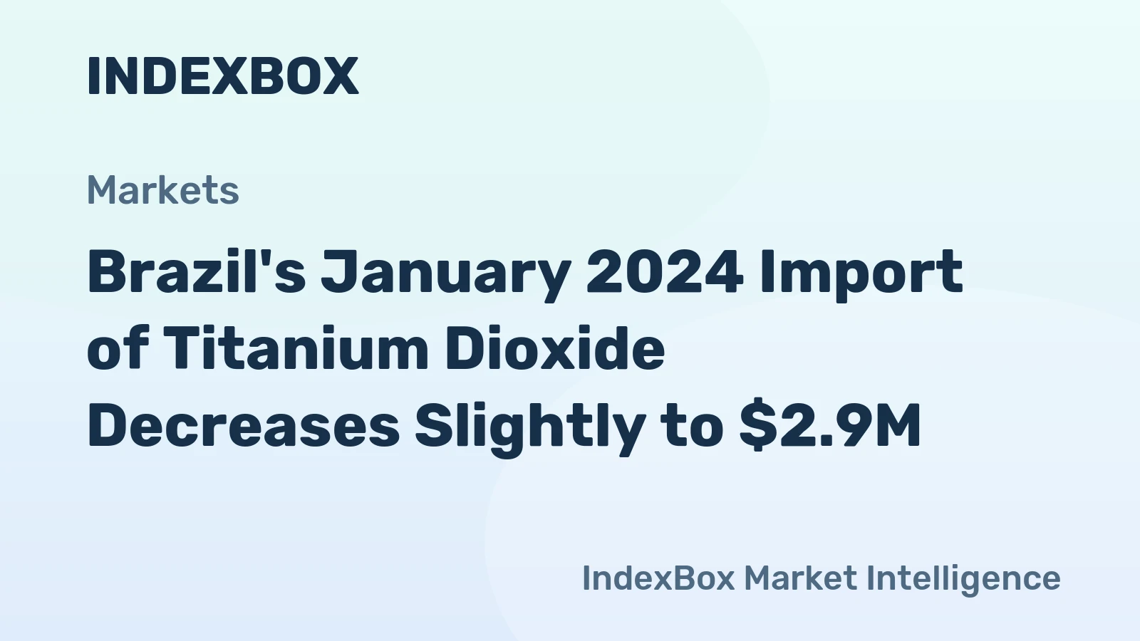 Brazil's January 2024 Import of Titanium Dioxide Decreases Slightly to $2.9M
