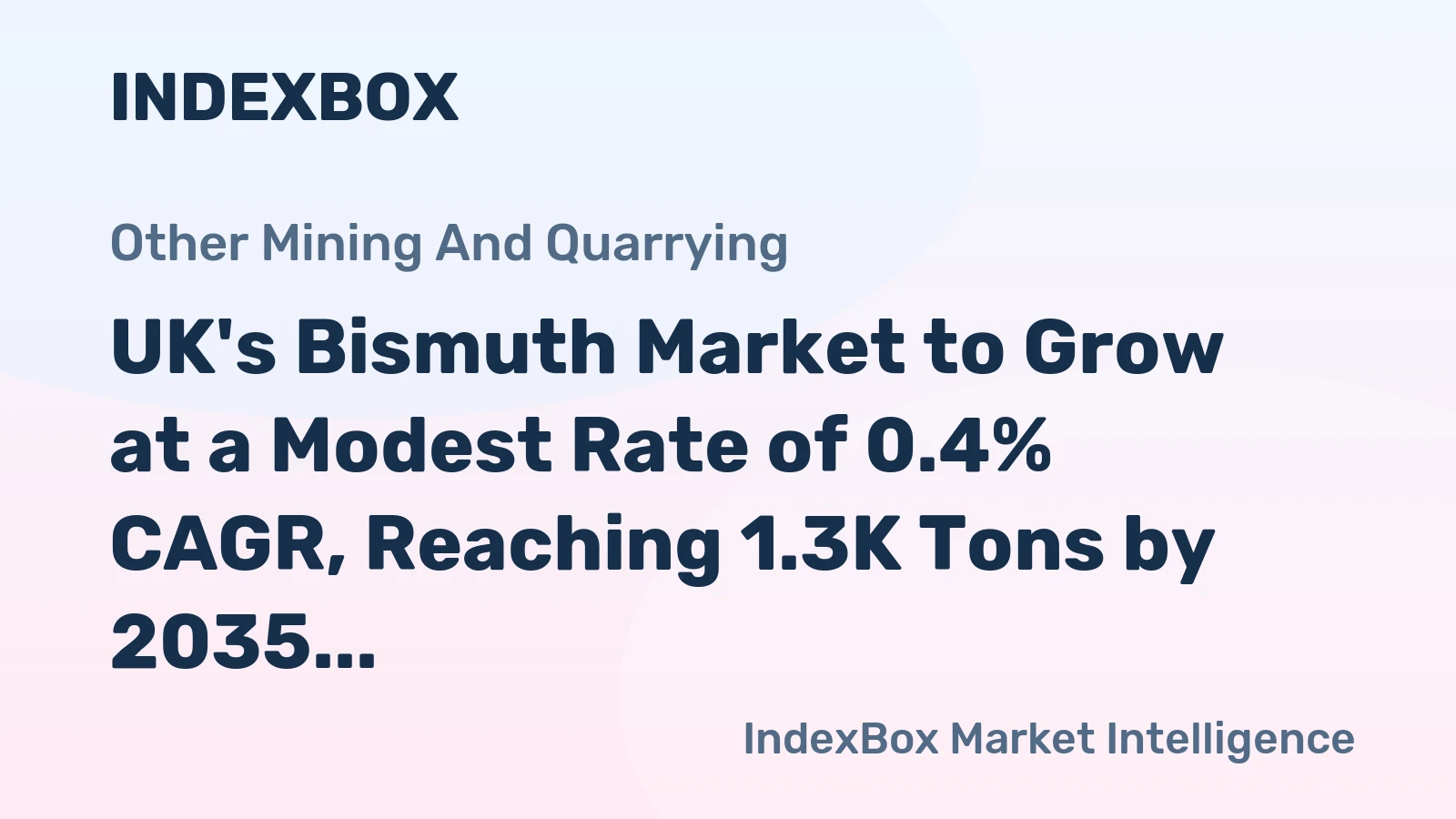 UK's Bismuth Market to Grow at a Modest Rate of 0.4% CAGR, Reaching 1.3K Tons by 2035