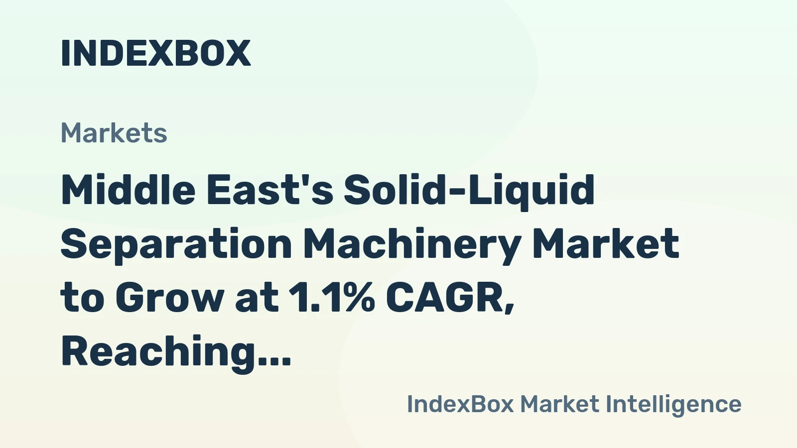Middle East's Solid-Liquid Separation Machinery Market to Grow at 1.1% CAGR, Reaching 11M Units by 2035
