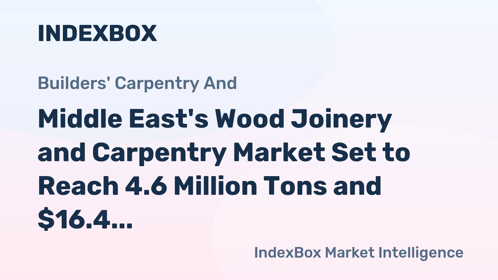 Middle East's Wood Joinery and Carpentry Market Set to Reach 4.6 Million Tons and $16.4 Billion by 2035