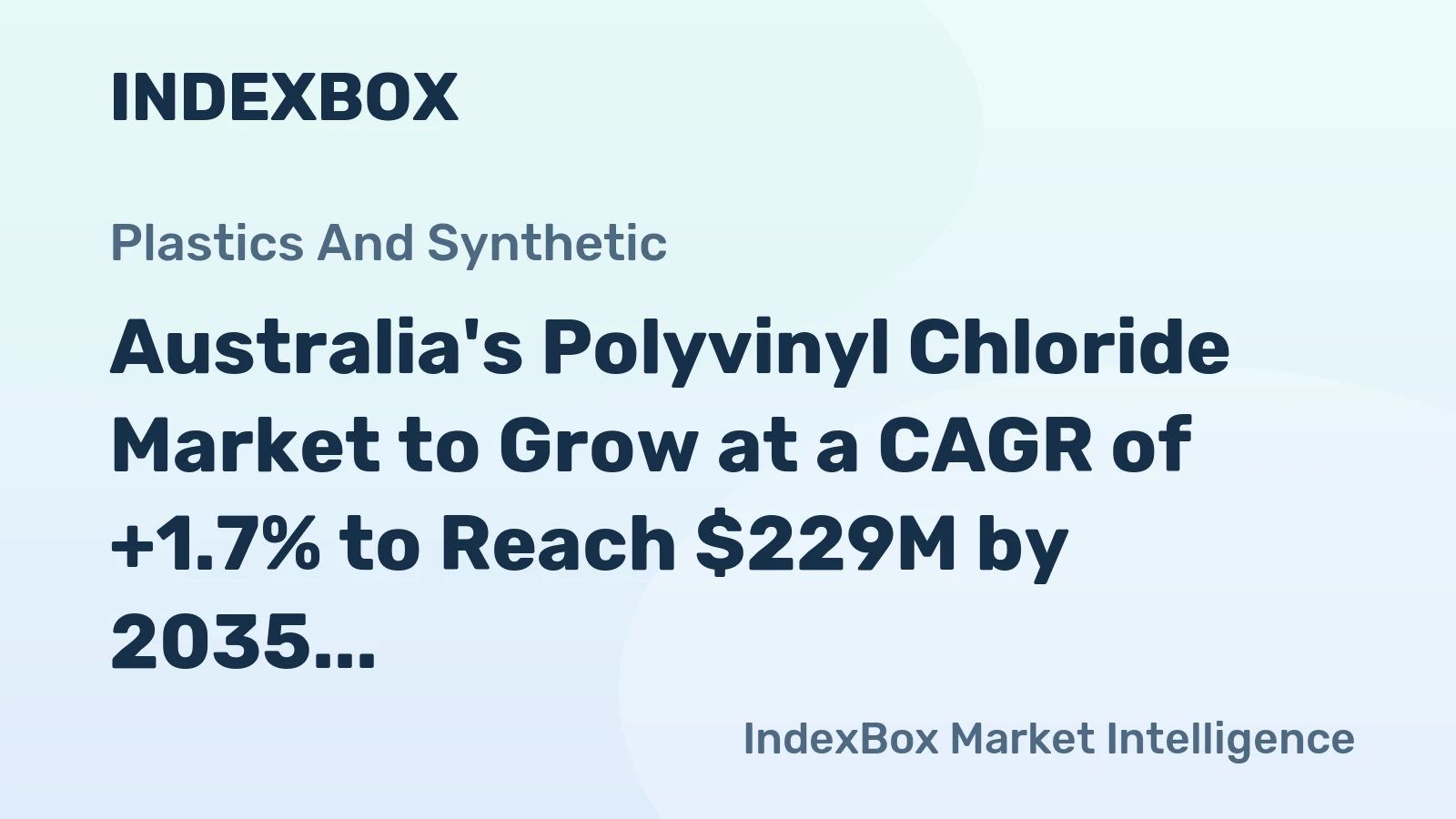 Australia's Polyvinyl Chloride Market to Grow at a CAGR of +1.7% to Reach $229M by 2035