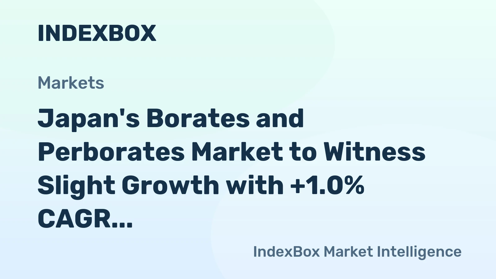 Japan's Borates and Perborates Market to Witness Slight Growth with +1.0% CAGR from 2024 to 2035