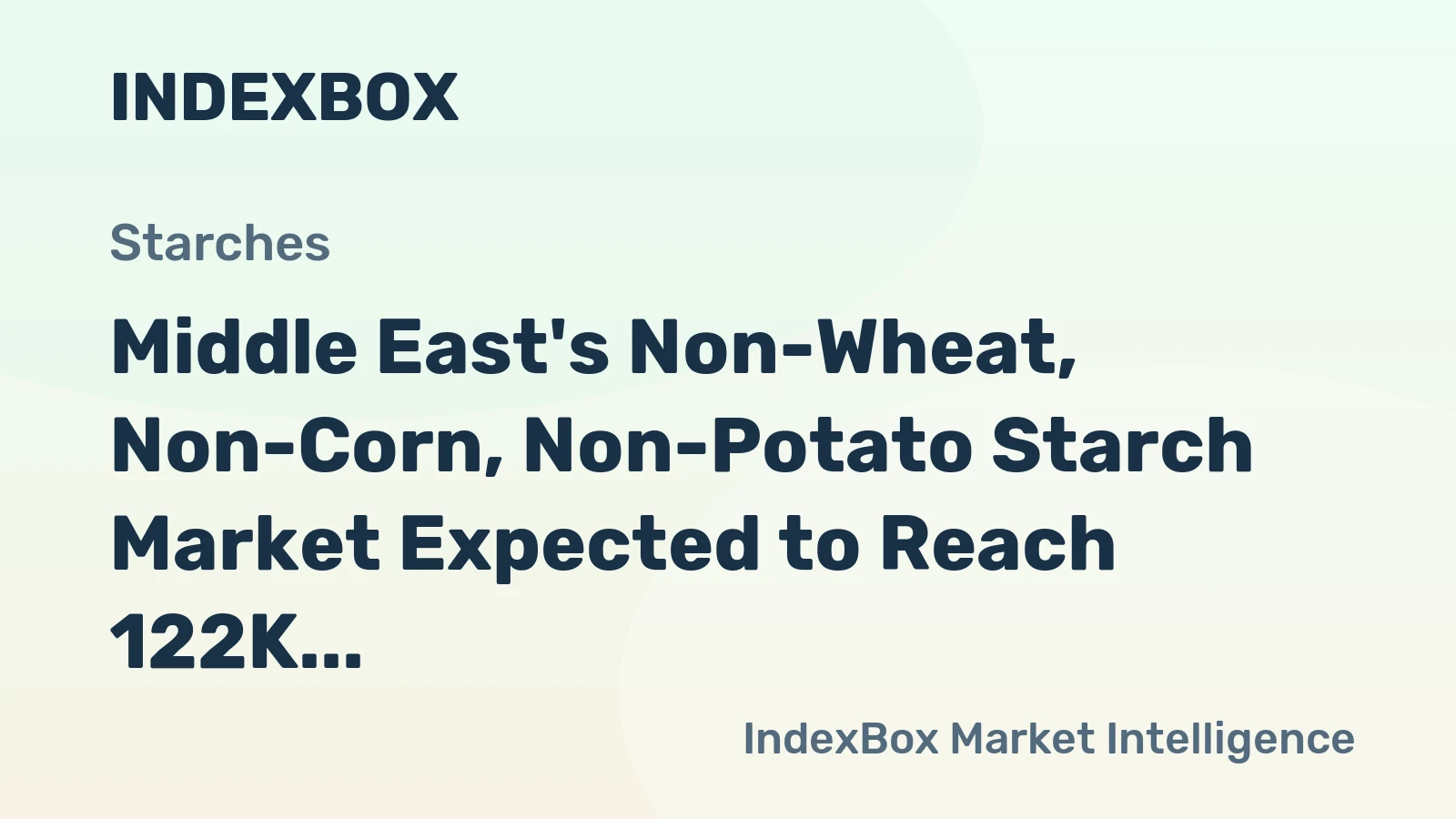 Middle East's Non-Wheat, Non-Corn, Non-Potato Starch Market Expected to Reach 122K Tons and $118M by 2035