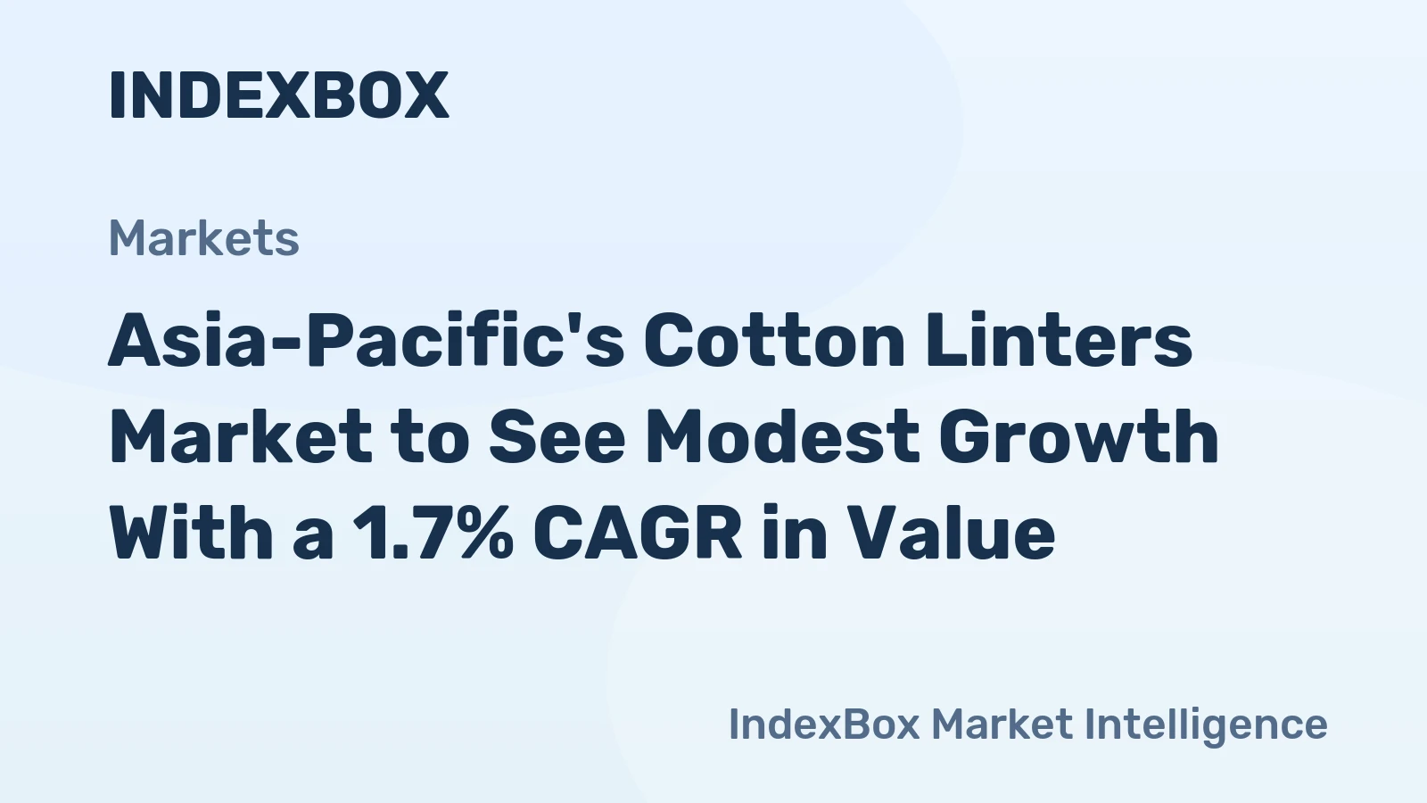 Asia-Pacific's Cotton Linters Market to See Modest Growth With a 1.7% CAGR in Value