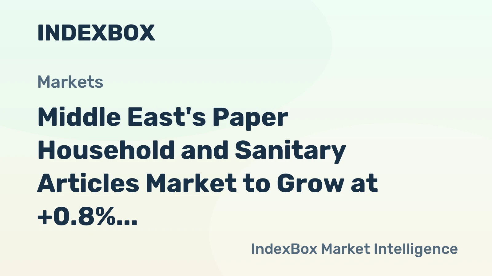 Middle East's Paper Household and Sanitary Articles Market to Grow at +0.8% CAGR, Reaching $14.6B by 2035