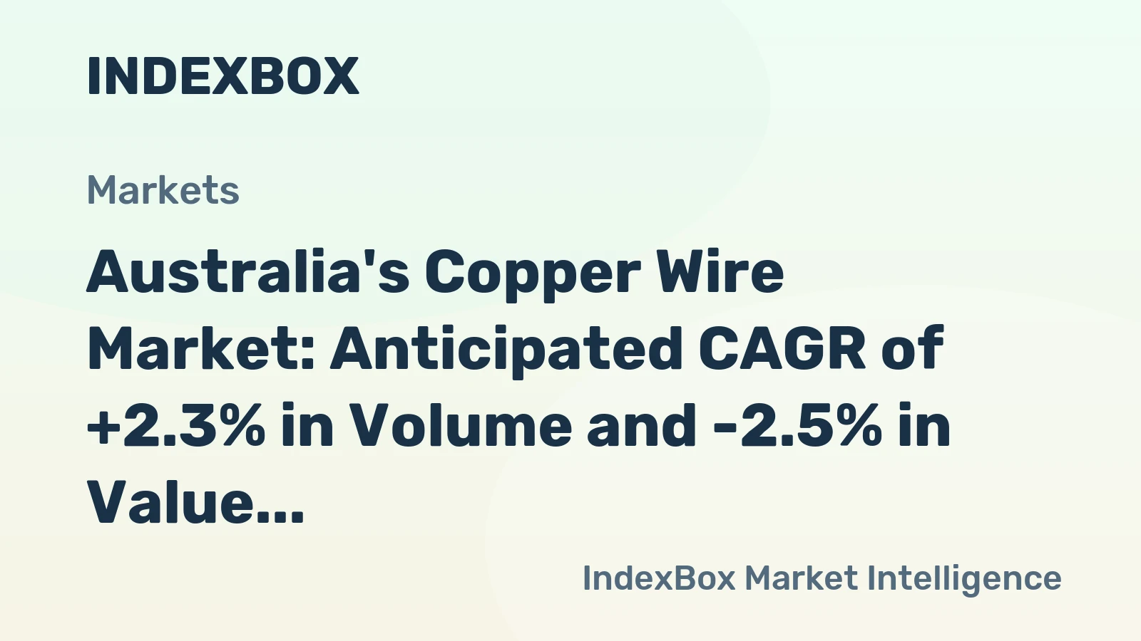 Australia's Copper Wire Market: Anticipated CAGR of +2.3% in Volume and -2.5% in Value from 2024 to 2035
