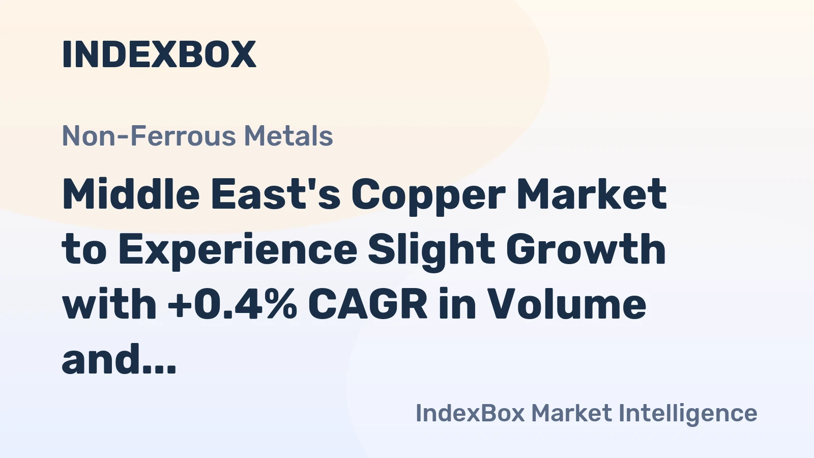Middle East's Copper Market to Experience Slight Growth with +0.4% CAGR in Volume and +1.6% CAGR in Value from 2024 to 2035