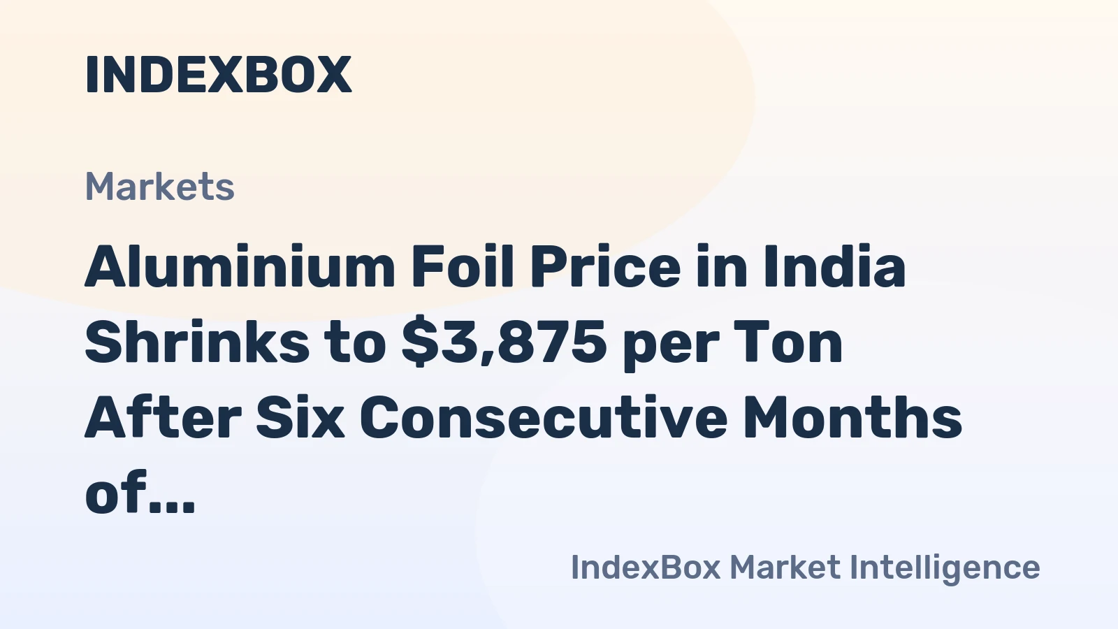 Aluminium Foil Price in India Shrinks to $3,875 per Ton After Six Consecutive Months of Decline