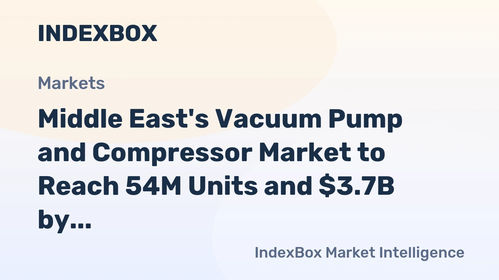 Middle East's Vacuum Pump and Compressor Market to Reach 54M Units and $3.7B by 2035