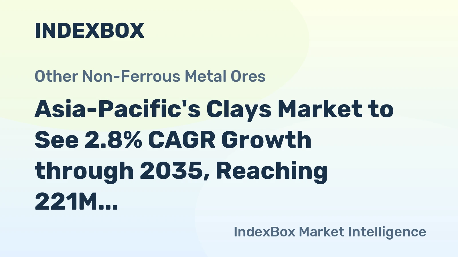 Asia-Pacific's Clays Market to See 2.8% CAGR Growth through 2035, Reaching 221M tons