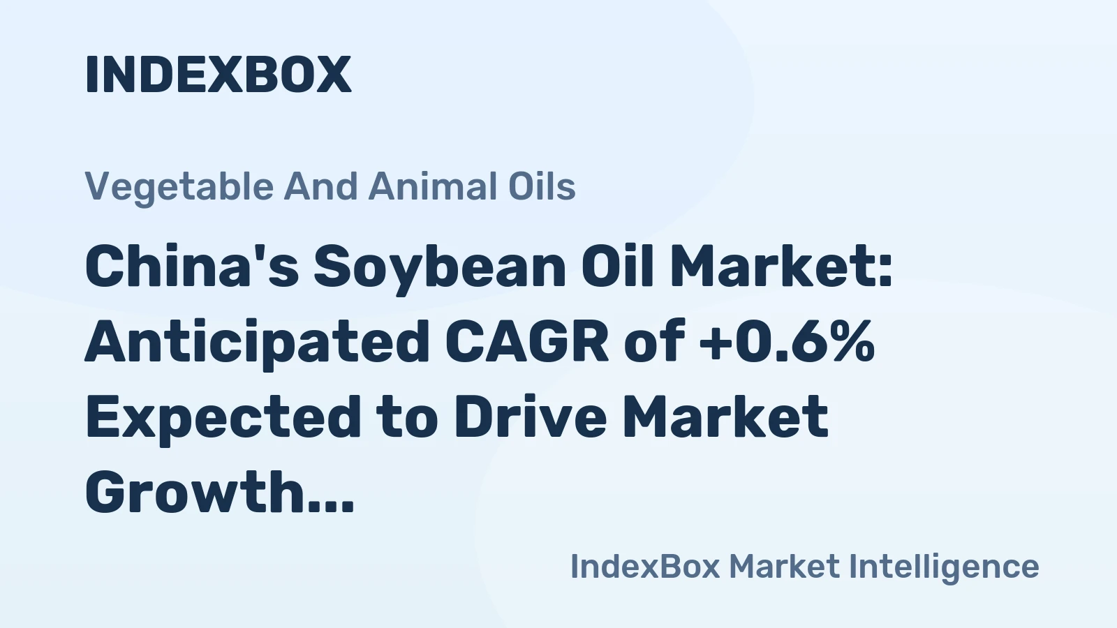 China's Soybean Oil Market: Anticipated CAGR of +0.6% Expected to Drive Market Growth