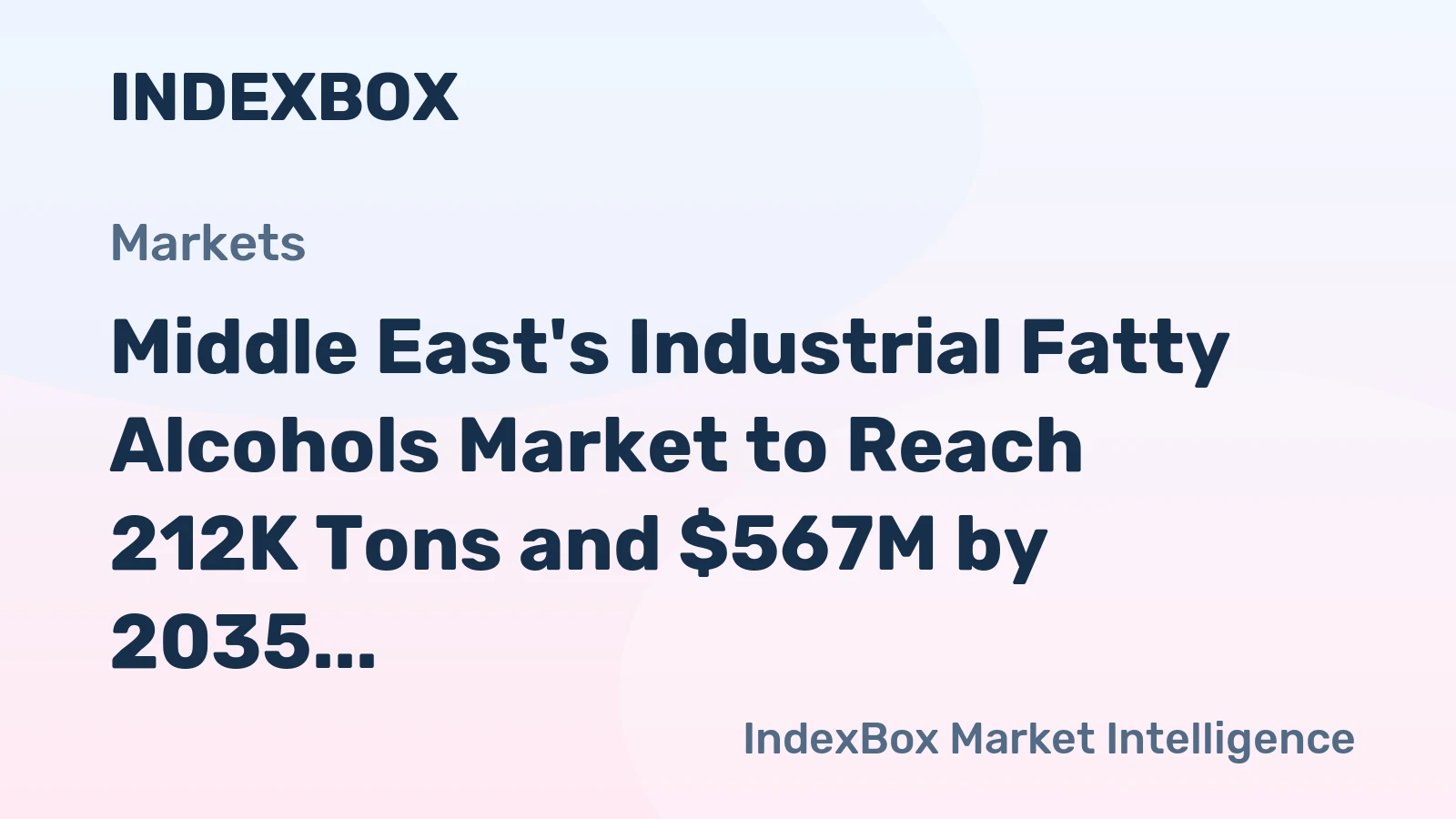 Middle East's Industrial Fatty Alcohols Market to Reach 212K Tons and $567M by 2035