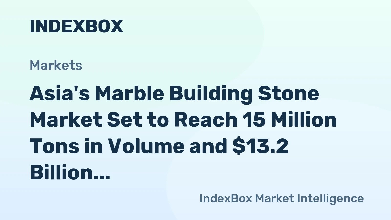 Asia's Marble Building Stone Market Set to Reach 15 Million Tons in Volume and $13.2 Billion in Value by 2035