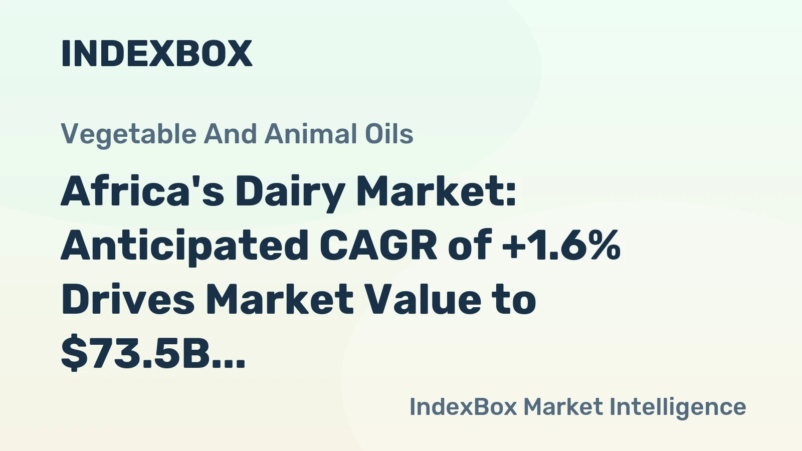Africa's Dairy Market: Anticipated CAGR of +1.6% Drives Market Value to $73.5B by 2035