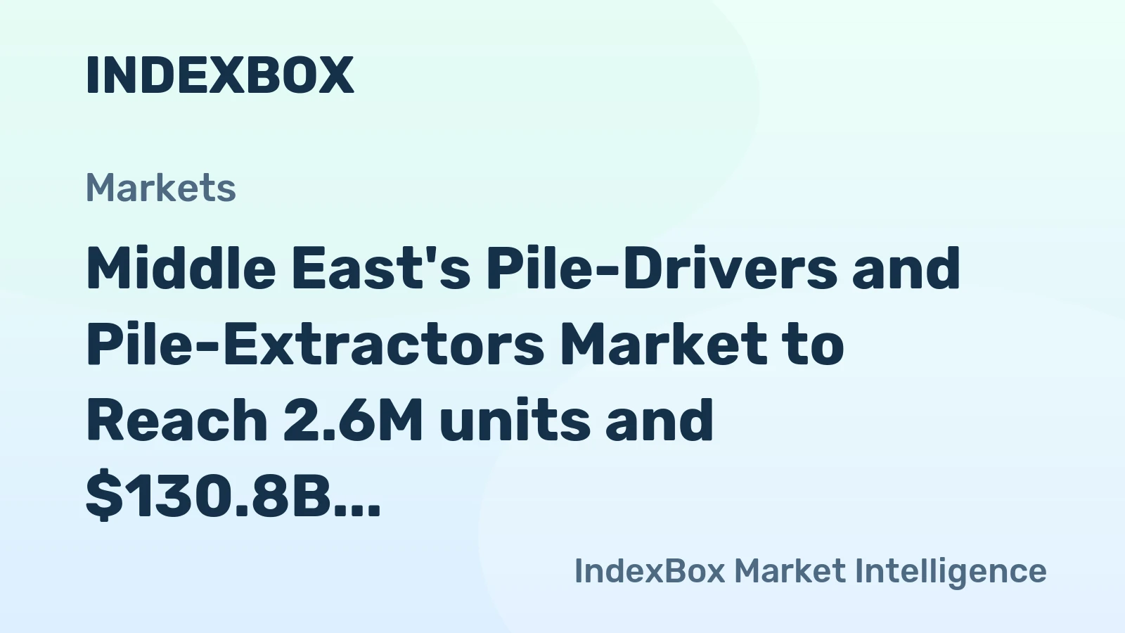 Middle East's Pile-Drivers and Pile-Extractors Market to Reach 2.6M units and $130.8B by 2035
