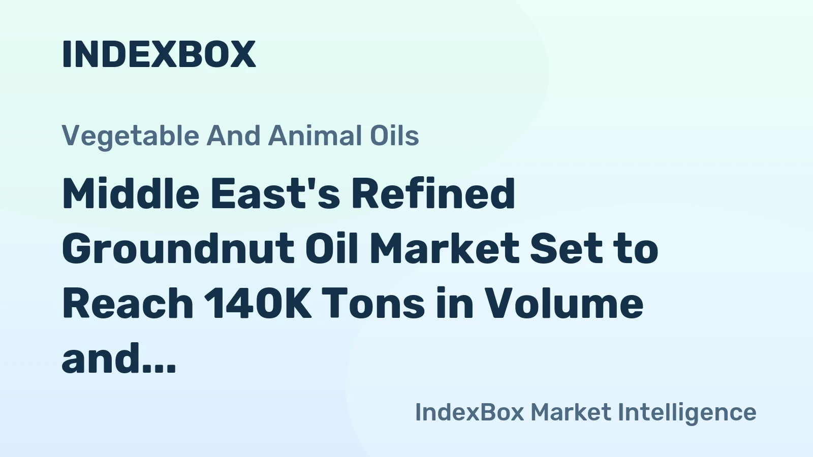 Middle East's Refined Groundnut Oil Market Set to Reach 140K Tons in Volume and $411M in Value by 2035